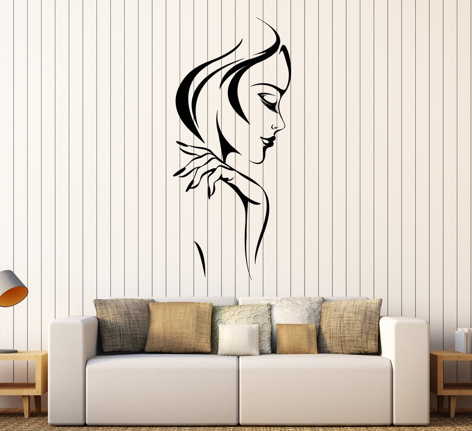 Vinyl Wall Decal Beautiful Woman Face Makeup Lady Girl Hairstyle Stick ...