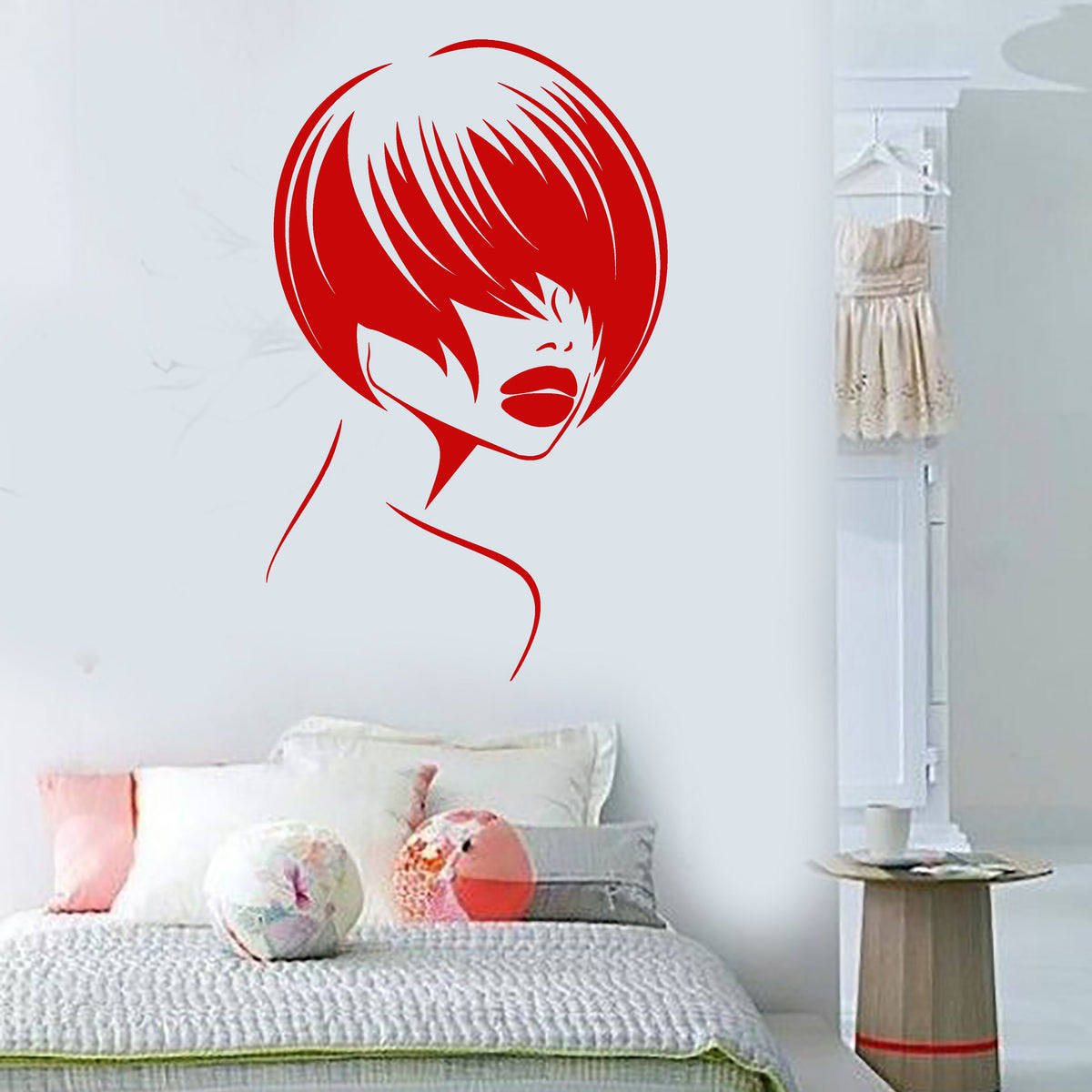 Vinyl Wall Decal Beautiful Face Girl Hairstyle Model Lips Stickers (22 ...