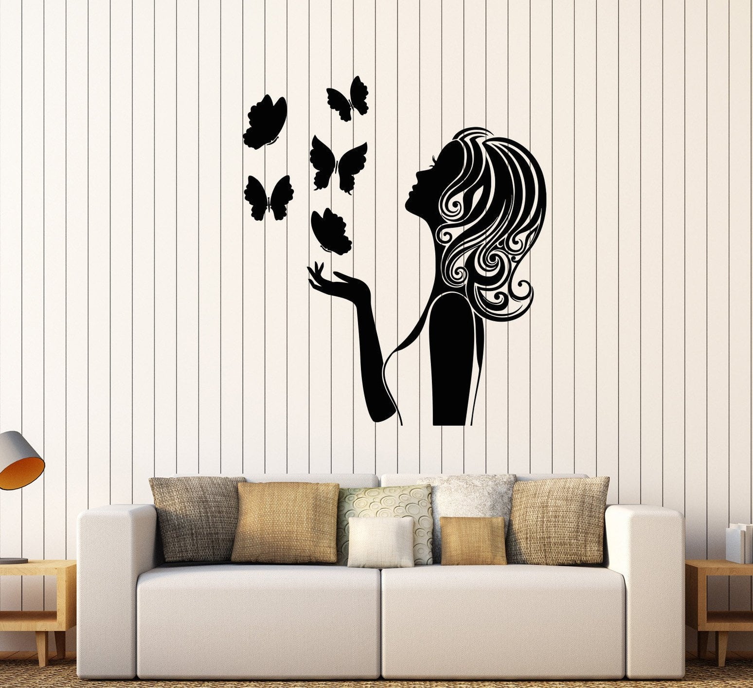 Vinyl Wall Decal Pretty Woman Butterfly Beauty Salon Stickers Mural Un ...