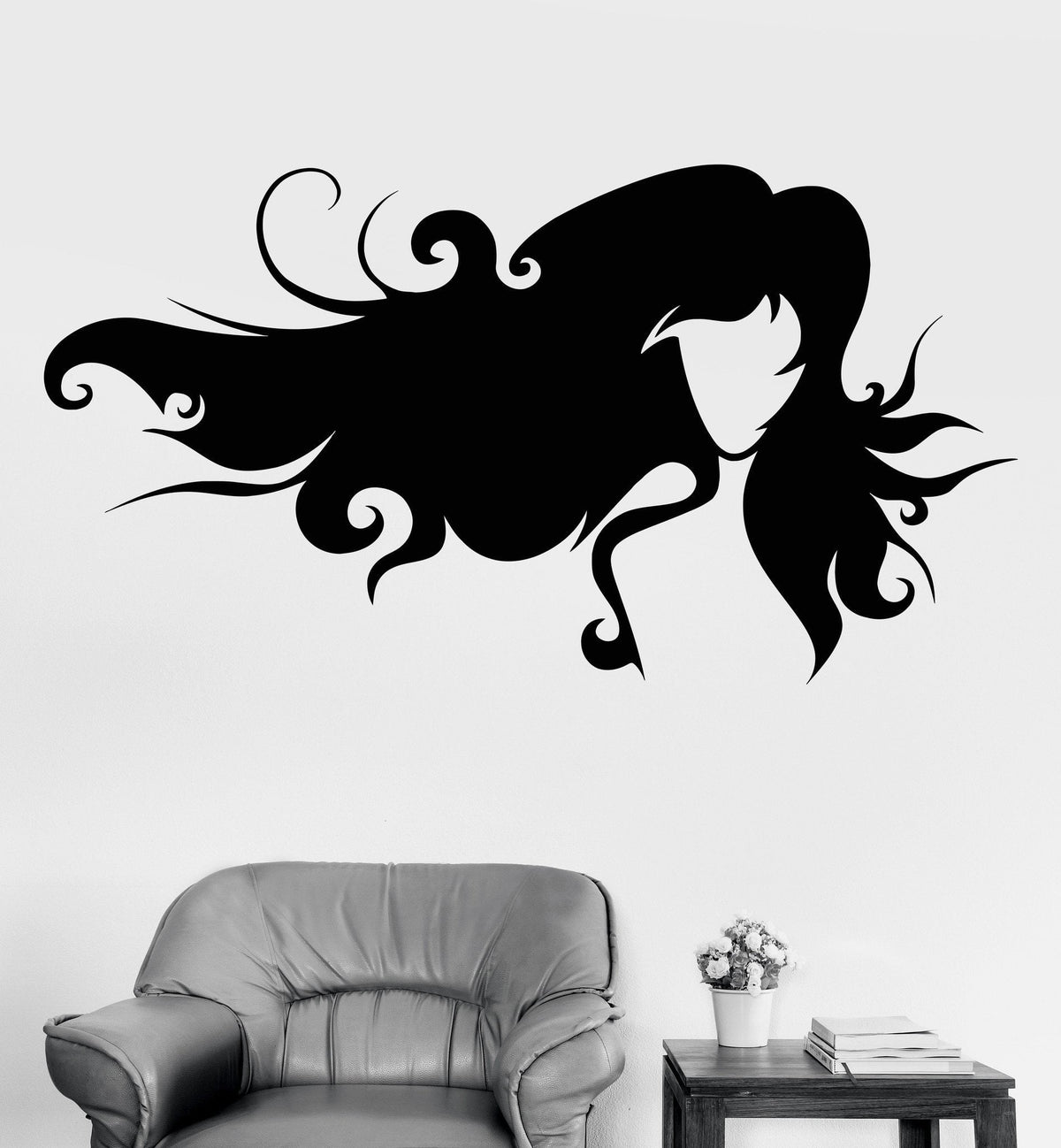 Vinyl Wall Decal Long Hair Barber Beauty Salon Hairdresser Stickers Un ...