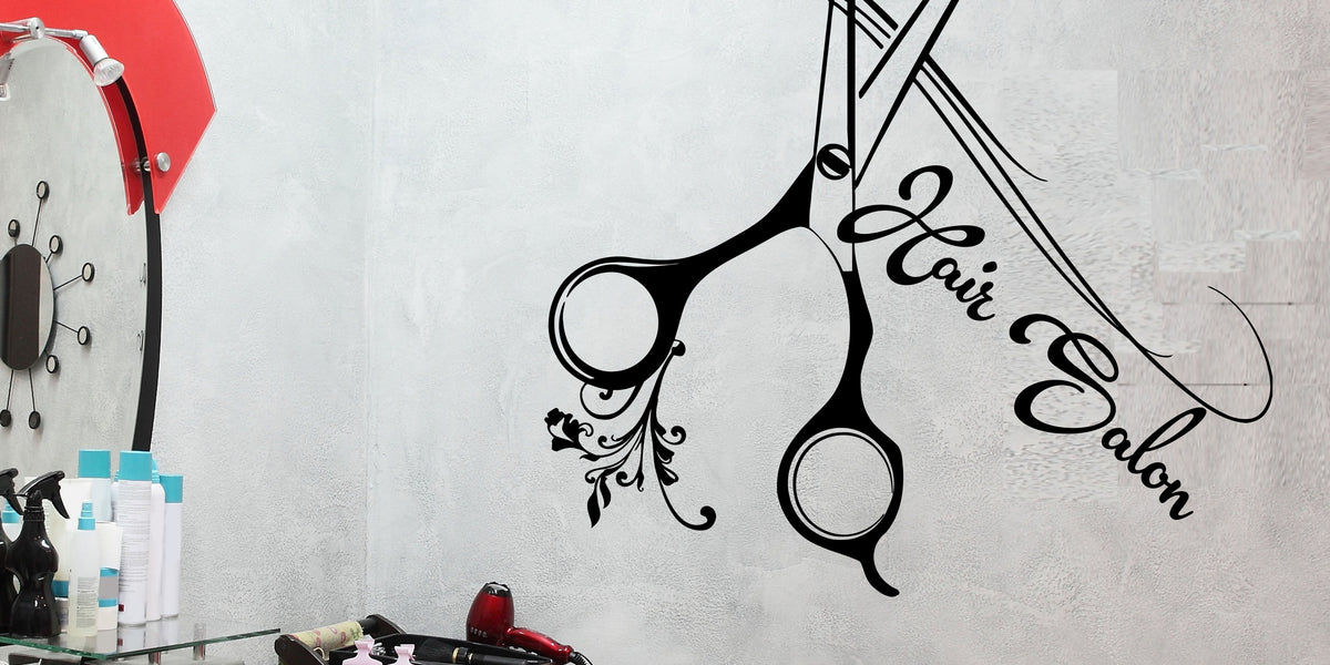 Vinyl Wall Decal Haircut Scissors Beauty Hair Salon Signboard Stickers ...