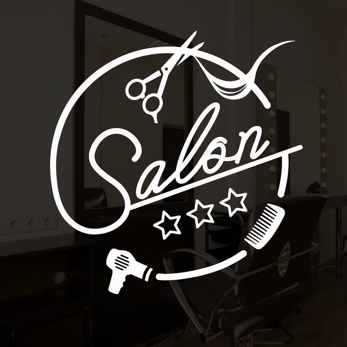 Vinyl Wall Decal Beauty Hair Salon Logo Scissors Hairbrush Stickers (2 ...