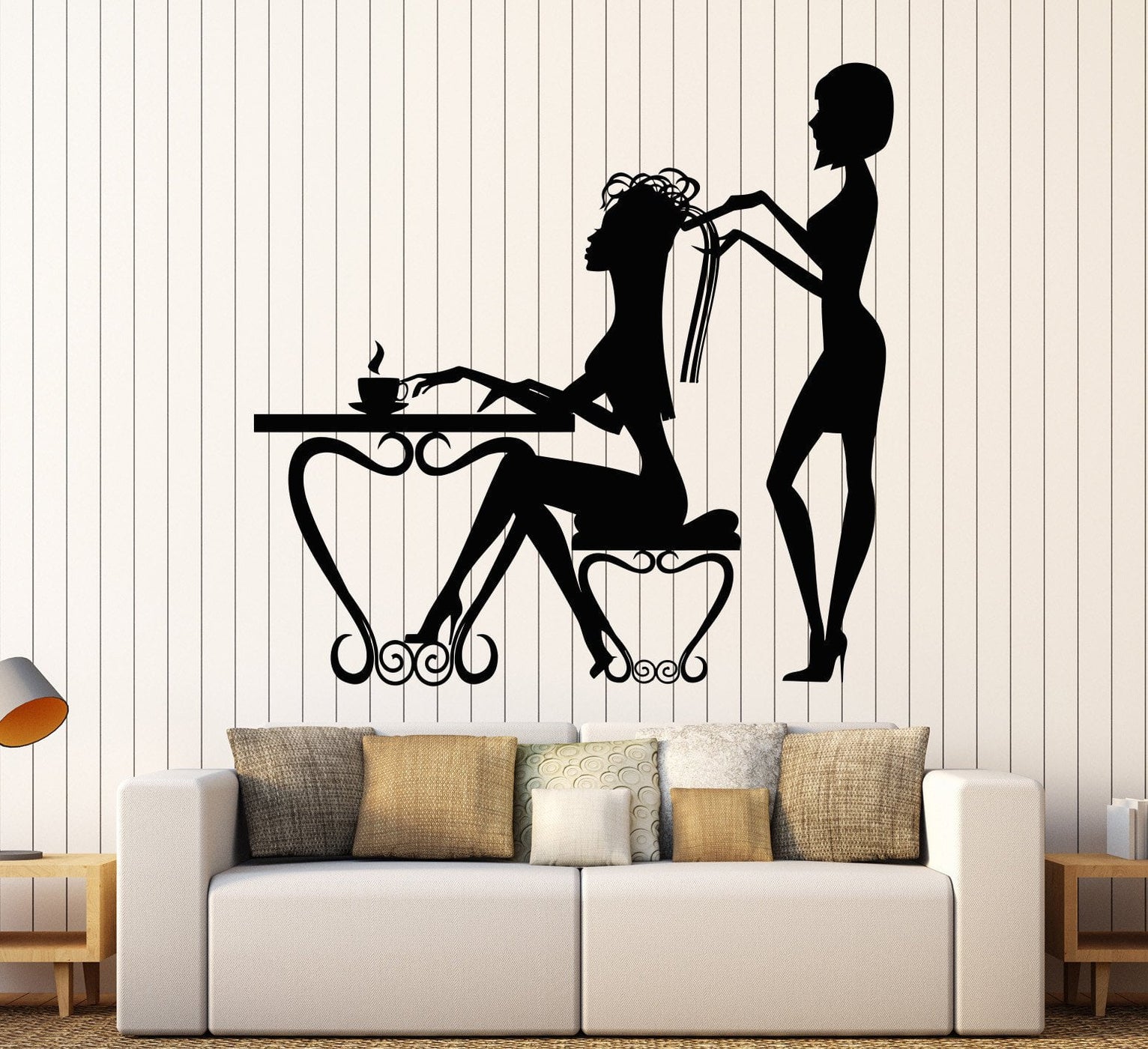 Vinyl Wall Decal Barber Hairdresser Beauty Salon Hair Stylist Stickers ...