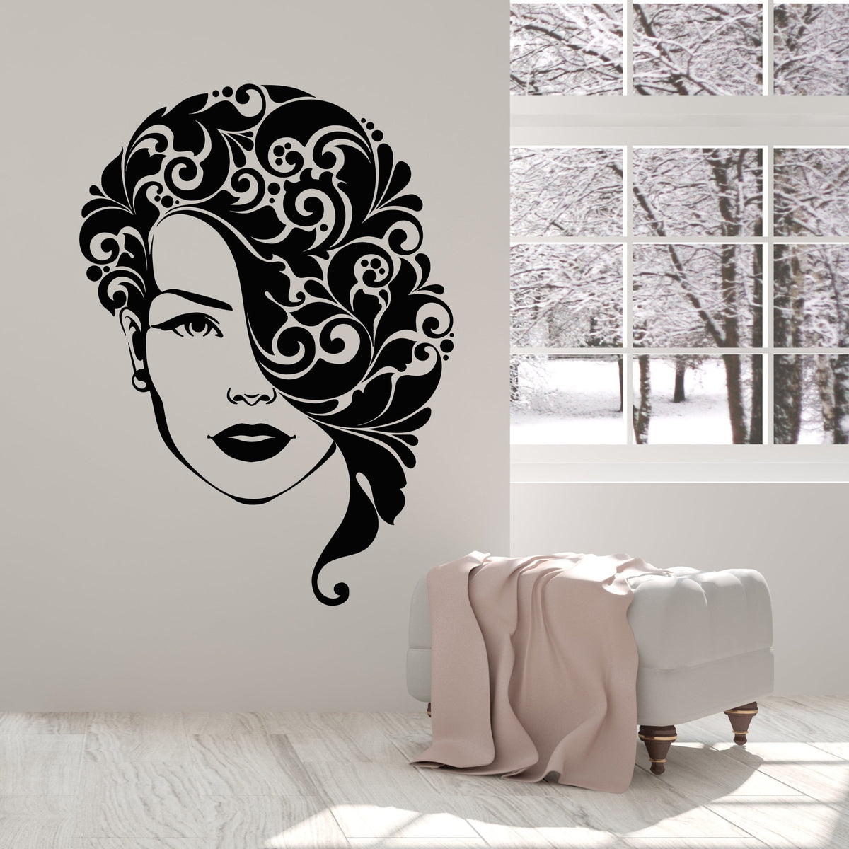 Vinyl Wall Decal Beauty Hair Salon Art Girl Hairstyle Face Stickers (2 ...