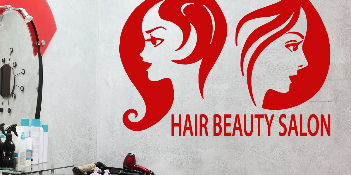 Vinyl Wall Decal Hair Beauty Salon Girl Face Signboard Barbershop Stic ...