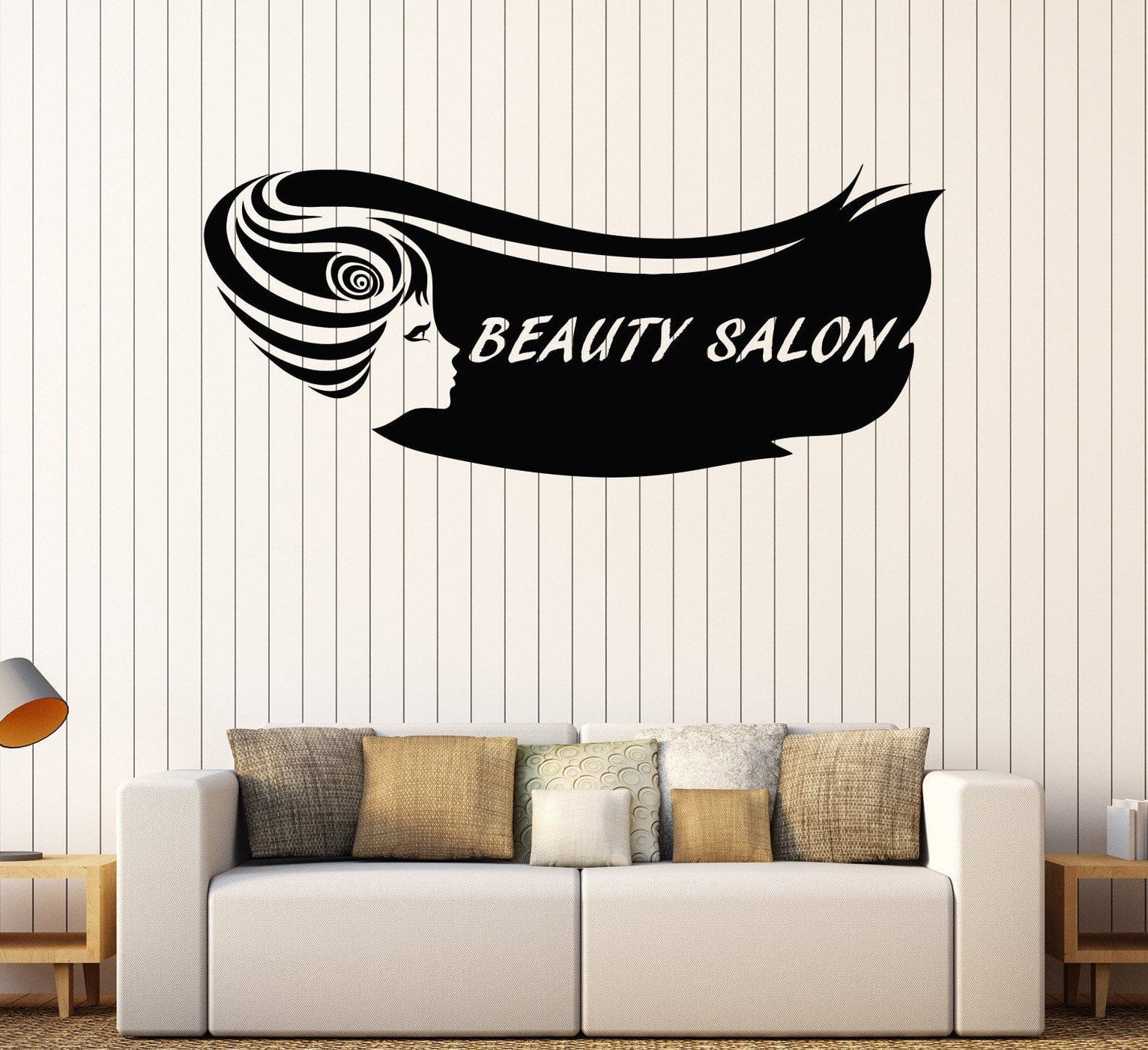 Vinyl Wall Decal Beauty Salon Hair Woman Girl Barbershop Stylist Stick ...