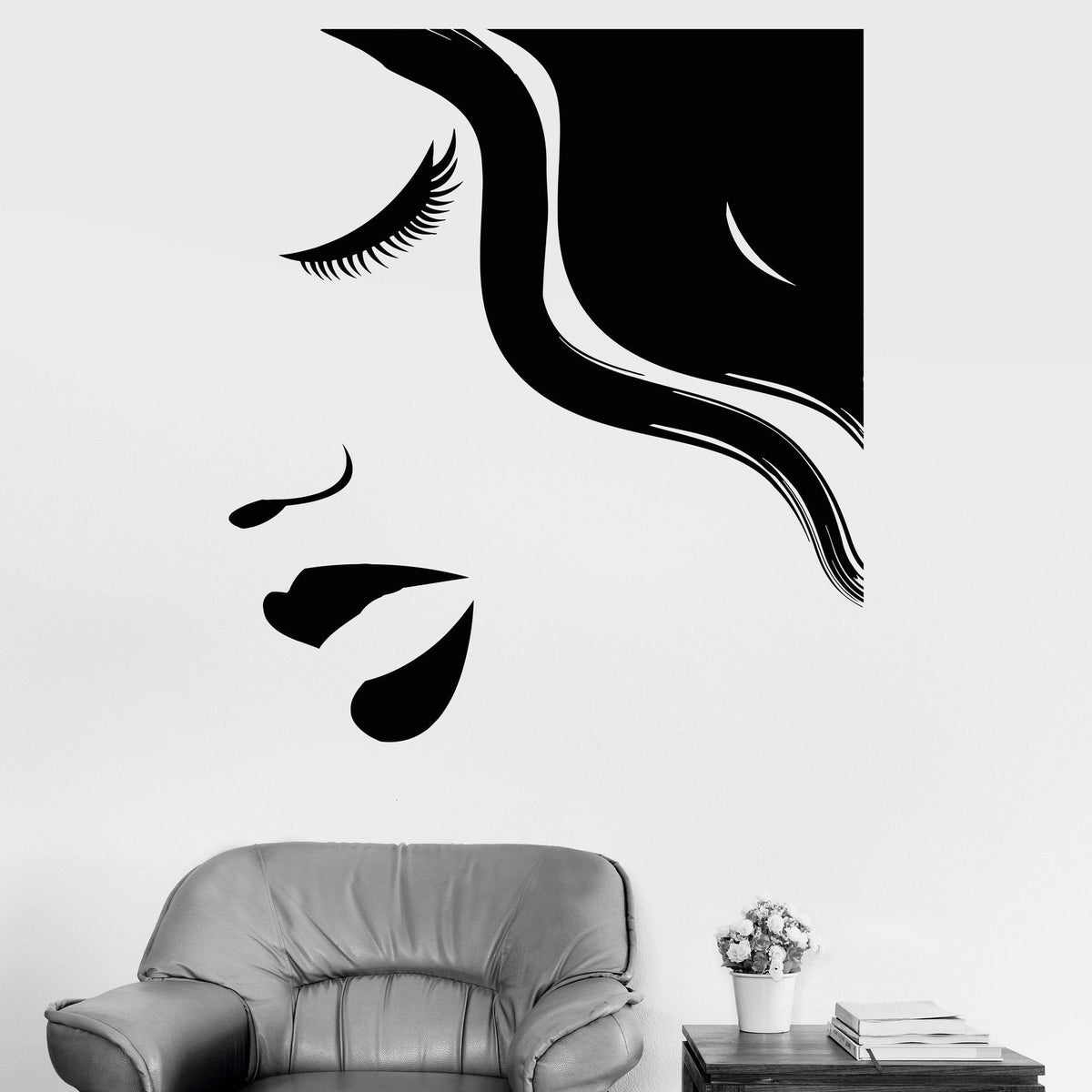 Vinyl Wall Decal Beauty Hair Salon Fashion Girl Makeup Stickers Unique ...