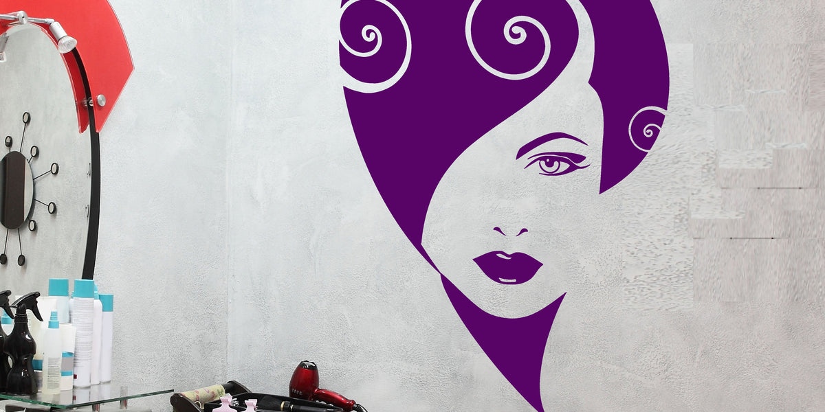 Vinyl Wall Decal Abstract Girl Face Beauty Hair Salon Makeup Stickers ...