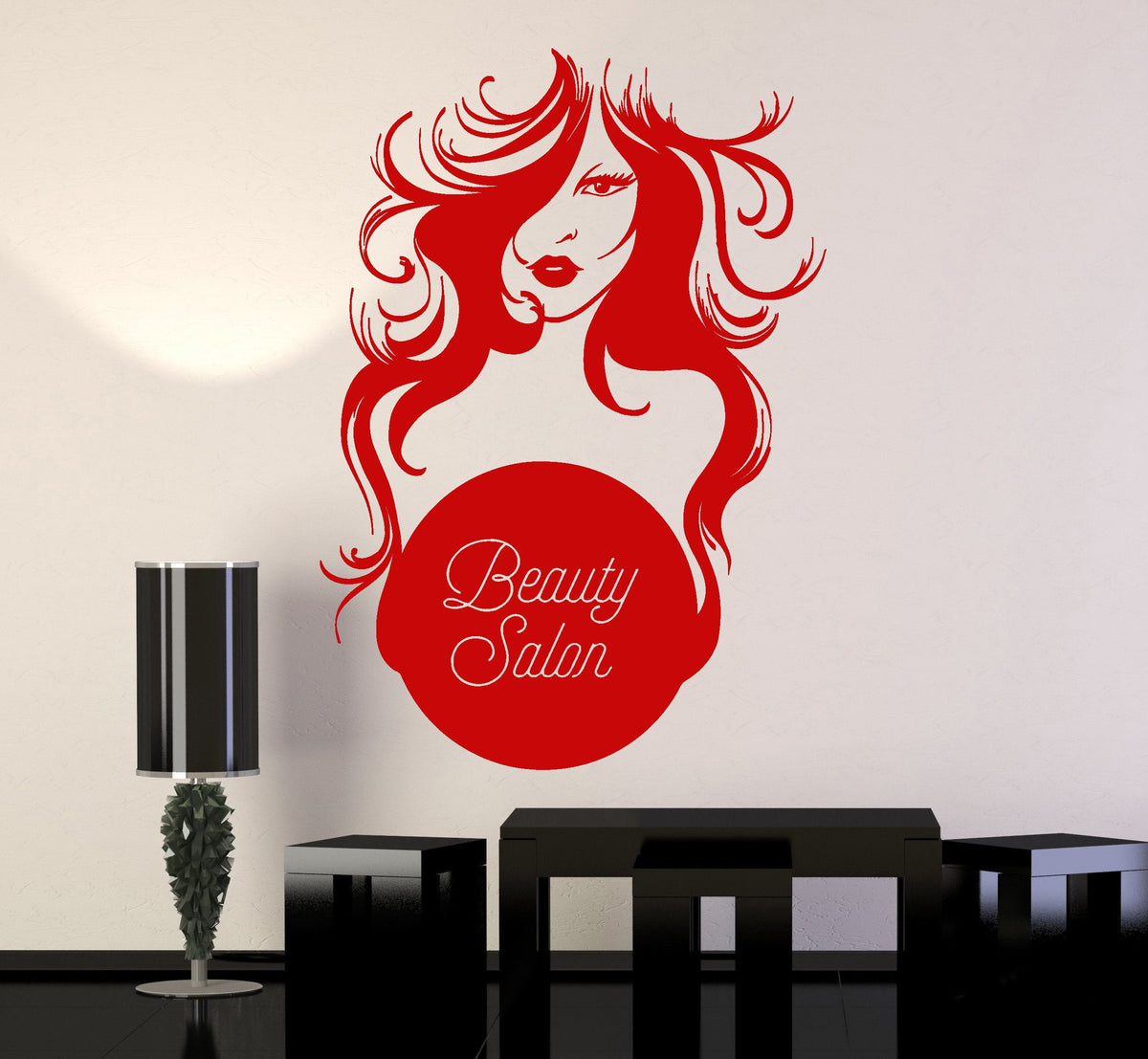 Vinyl Wall Decal Beauty Salon Logo Woman Hairdresser Stickers Murals U ...