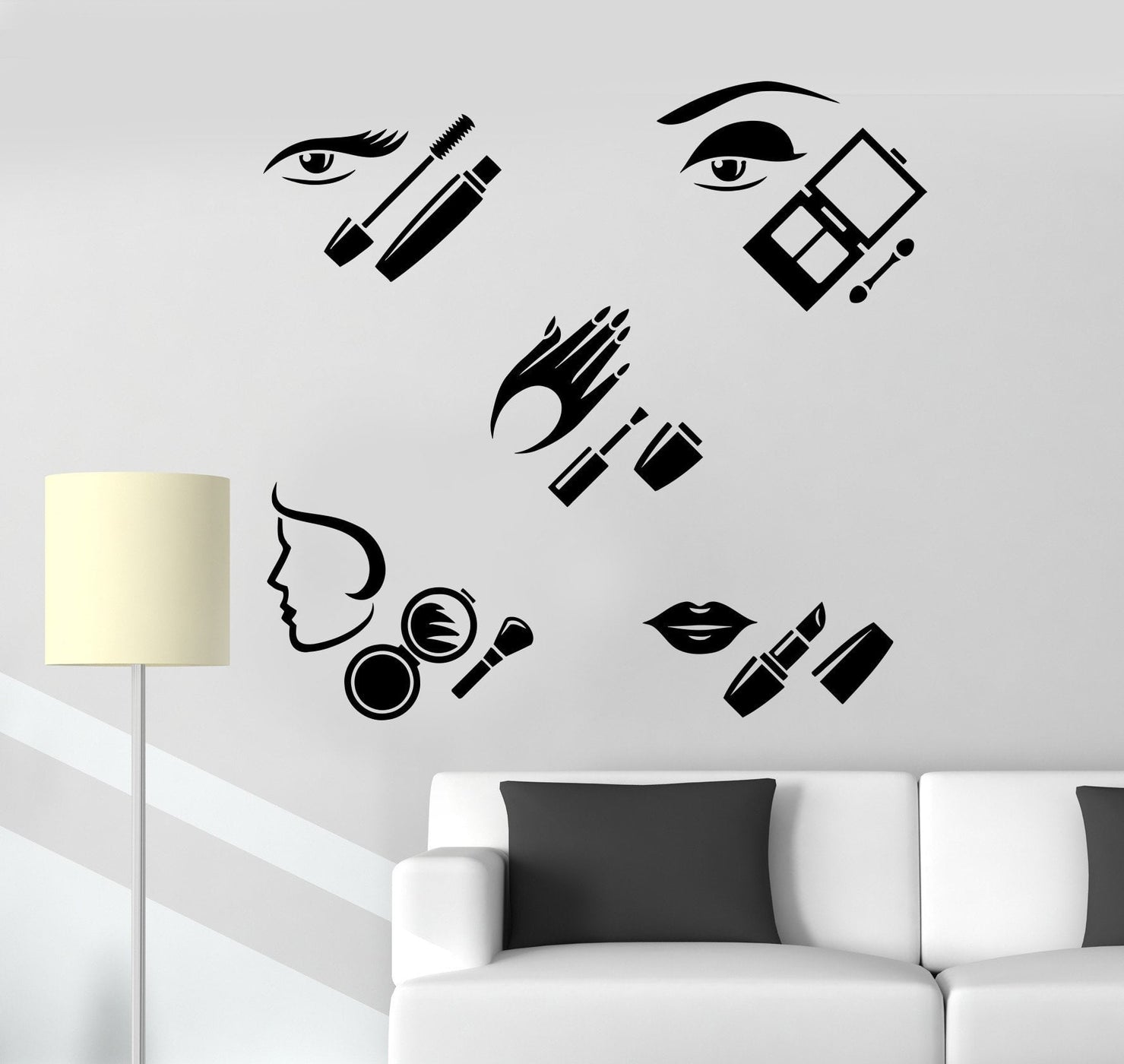 Vinyl Wall Decal Beauty Salon Cosmetics Makeup Woman Stickers Unique G ...