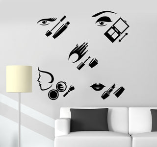 Vinyl Wall Decal Beauty Salon Cosmetics Makeup Woman Stickers Unique G ...