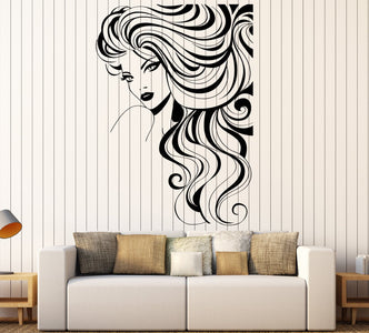 Vinyl Wall Decal Beautiful Fashion Girl Model Beauty Hair Salon Sticke ...