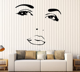 Vinyl Wall Decal Beautiful Face Girl Makeup Sexy Lips Eyes Beauty Salo ...