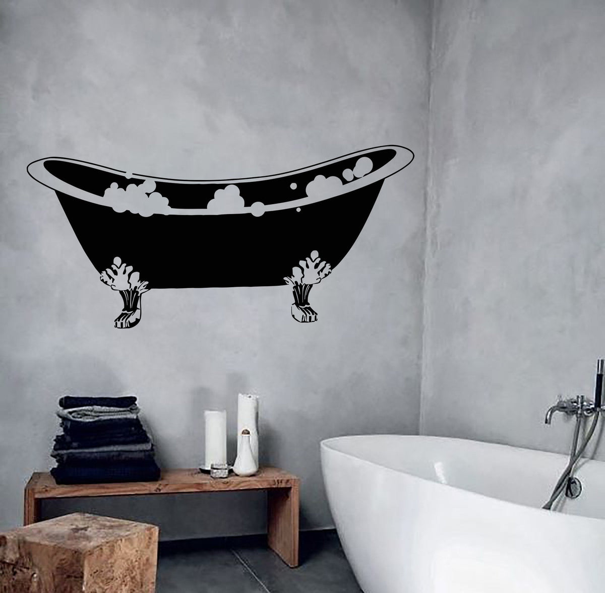 Vinyl Wall Decal Retro Vintage Bath Bathroom Design Stickers Unique Gi ...