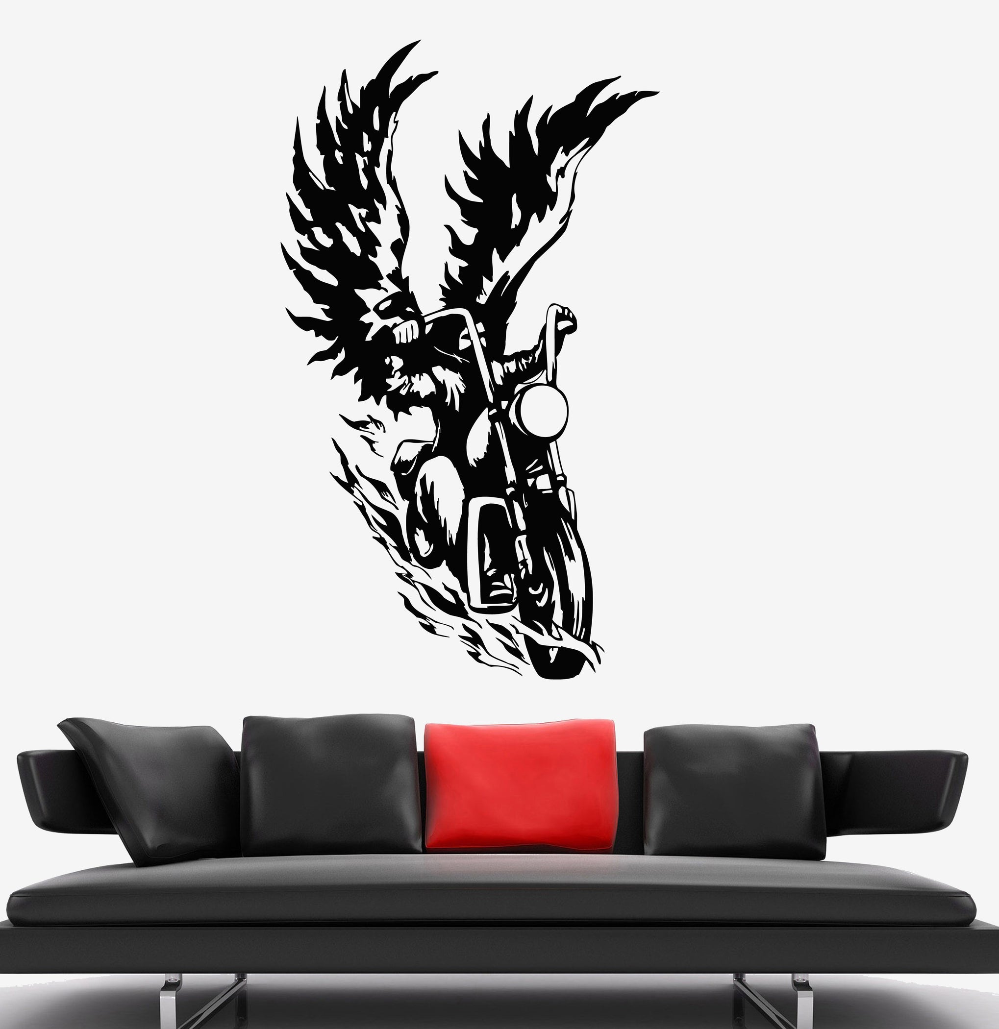 Vinyl Wall Decal Bike Biker With Wings Angel Motorcycle Stickers Uniqu ...