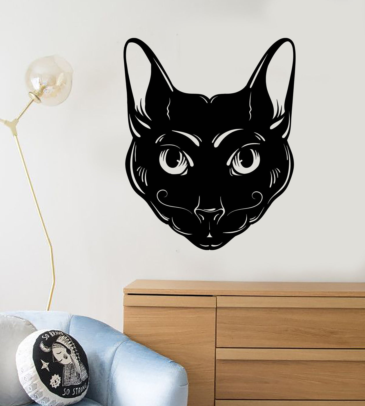 Vinyl Wall Decal Abstract Cat Head Mustache Pet House Animal Stickers ...