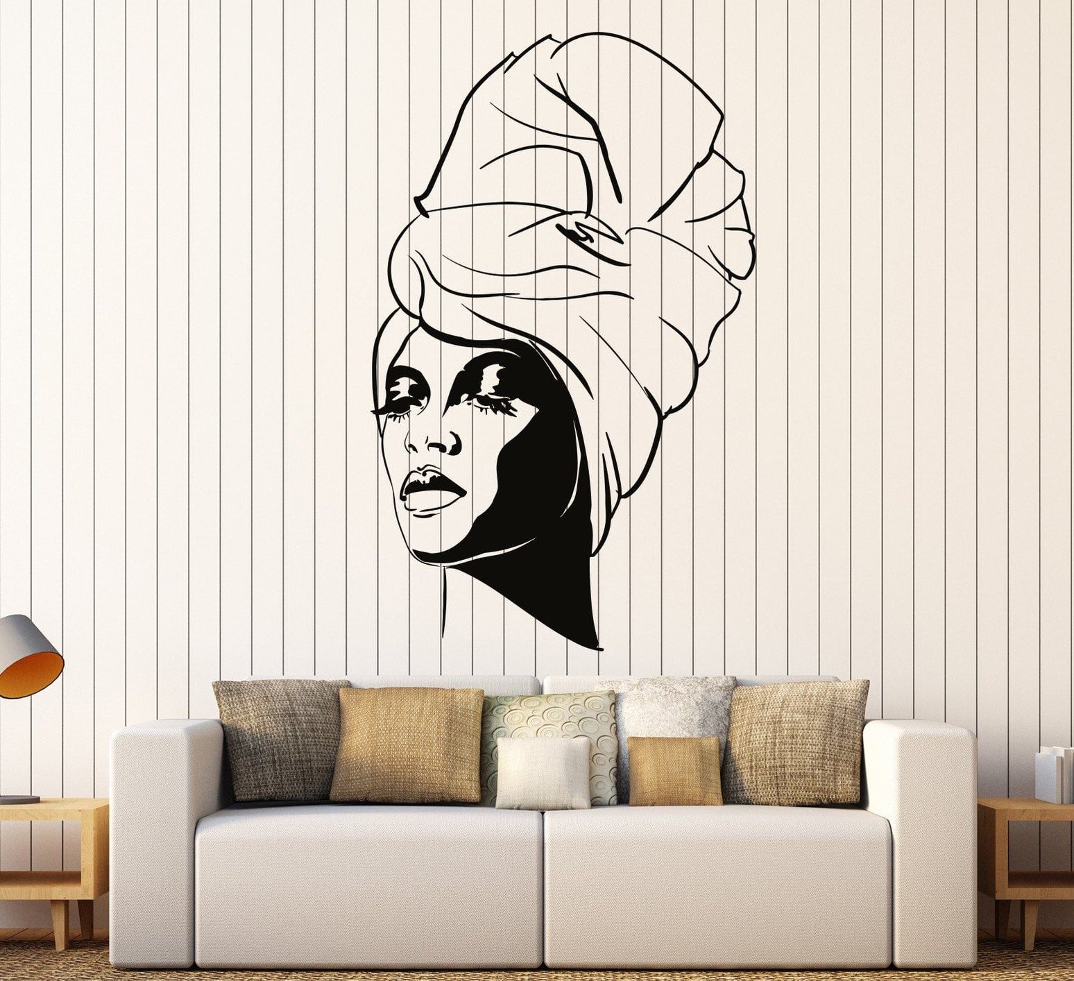 Vinyl Wall Decal African Woman Turban Black Lady Fashion Model Sticker ...