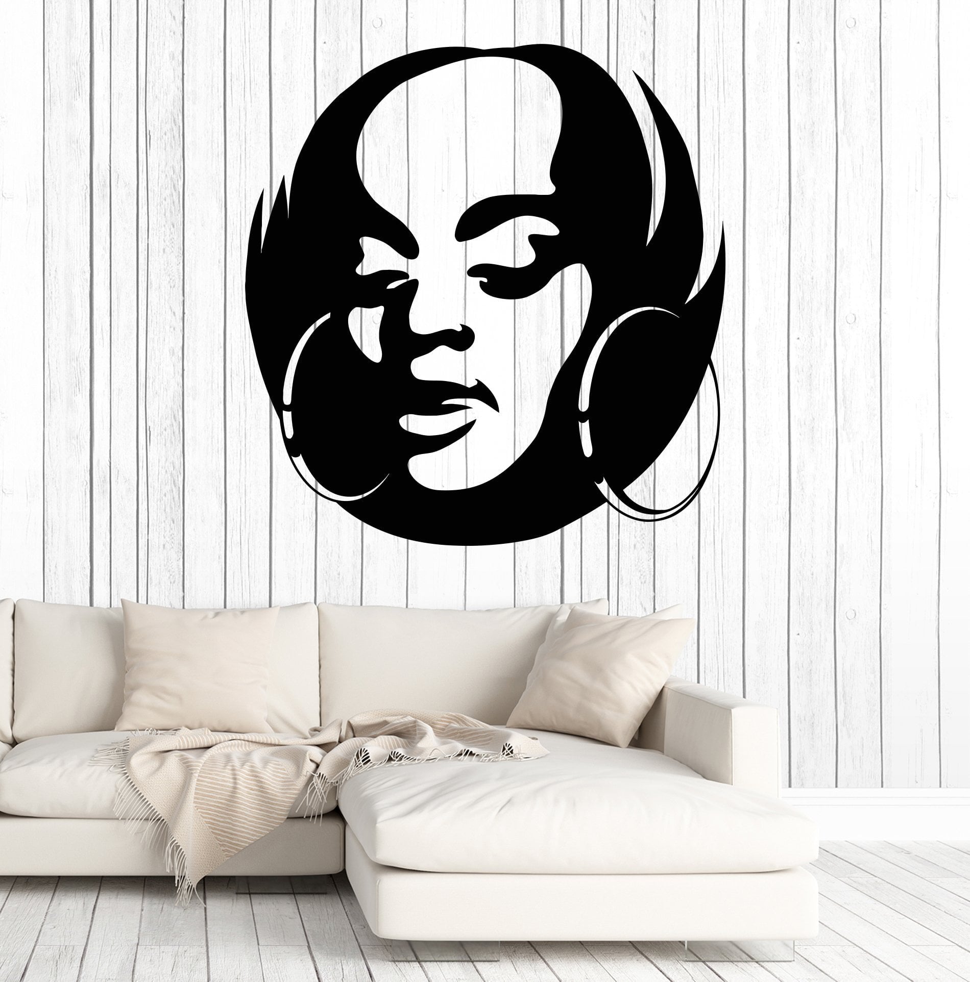 Vinyl Wall Decal Black Lady Head African Girl Hairstyle Stickers Uniqu ...