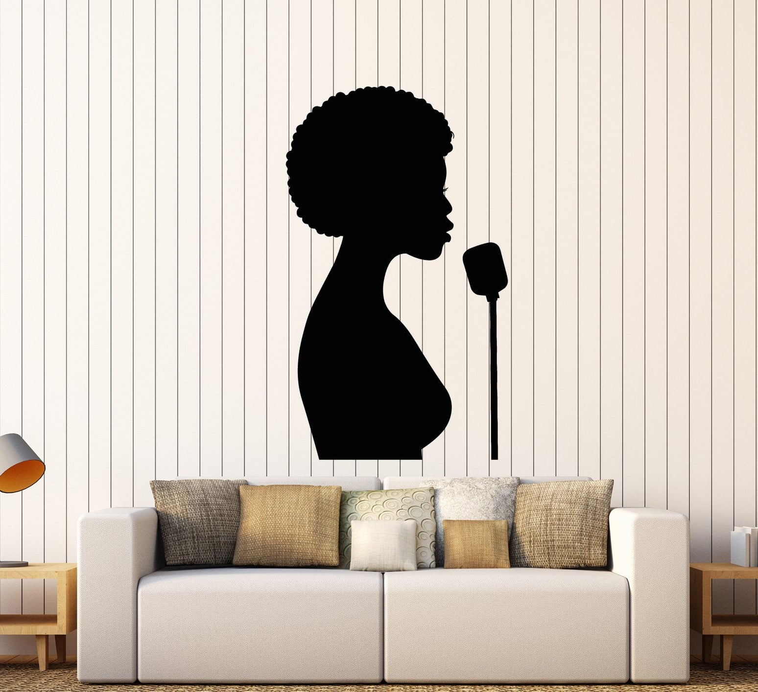 Vinyl Wall Decal African Woman Singer Microphone Karaoke Club Stickers ...