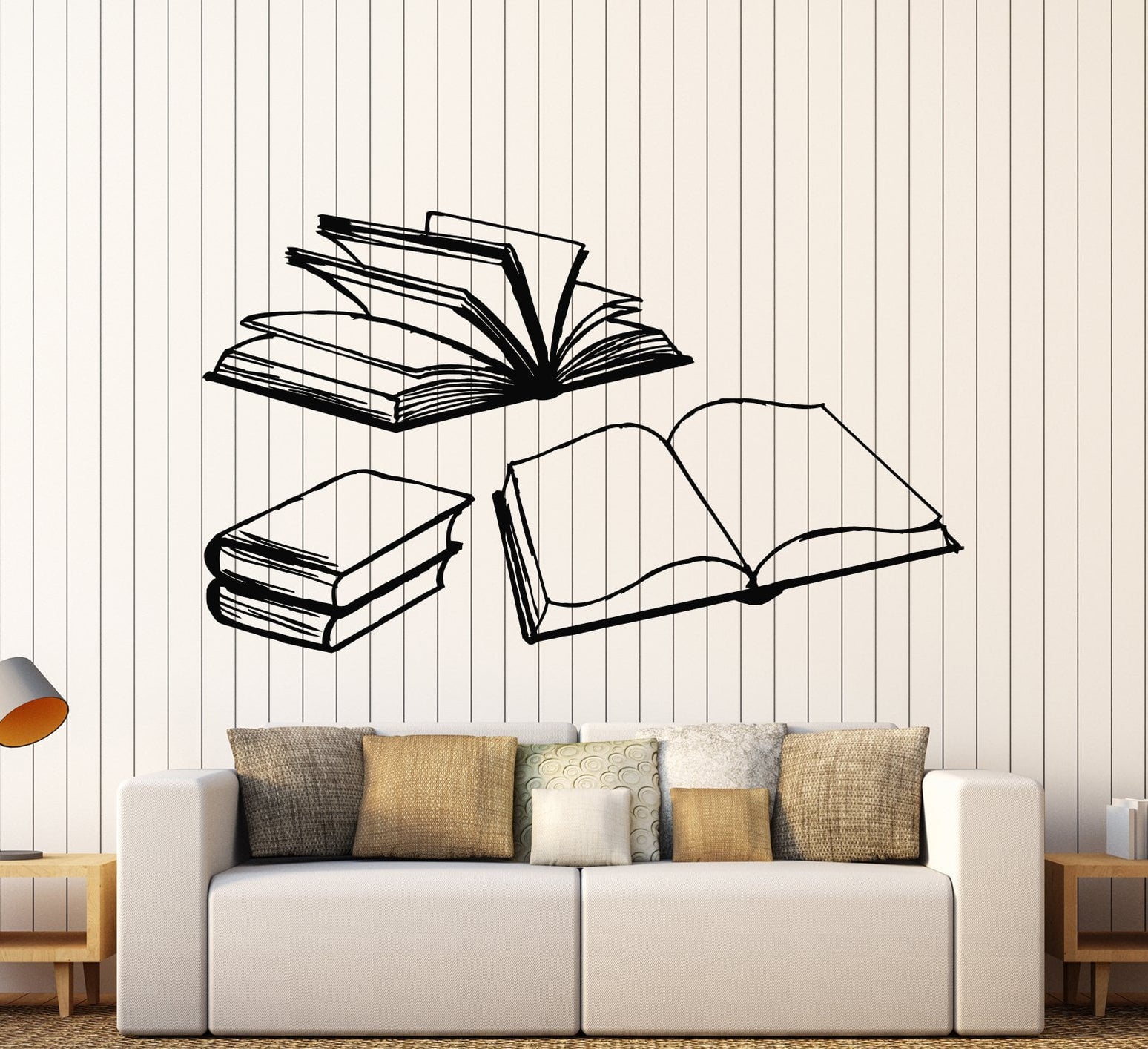 Vinyl Wall Decal Open Books Reading Room Library Bookworm Stickers Uni ...