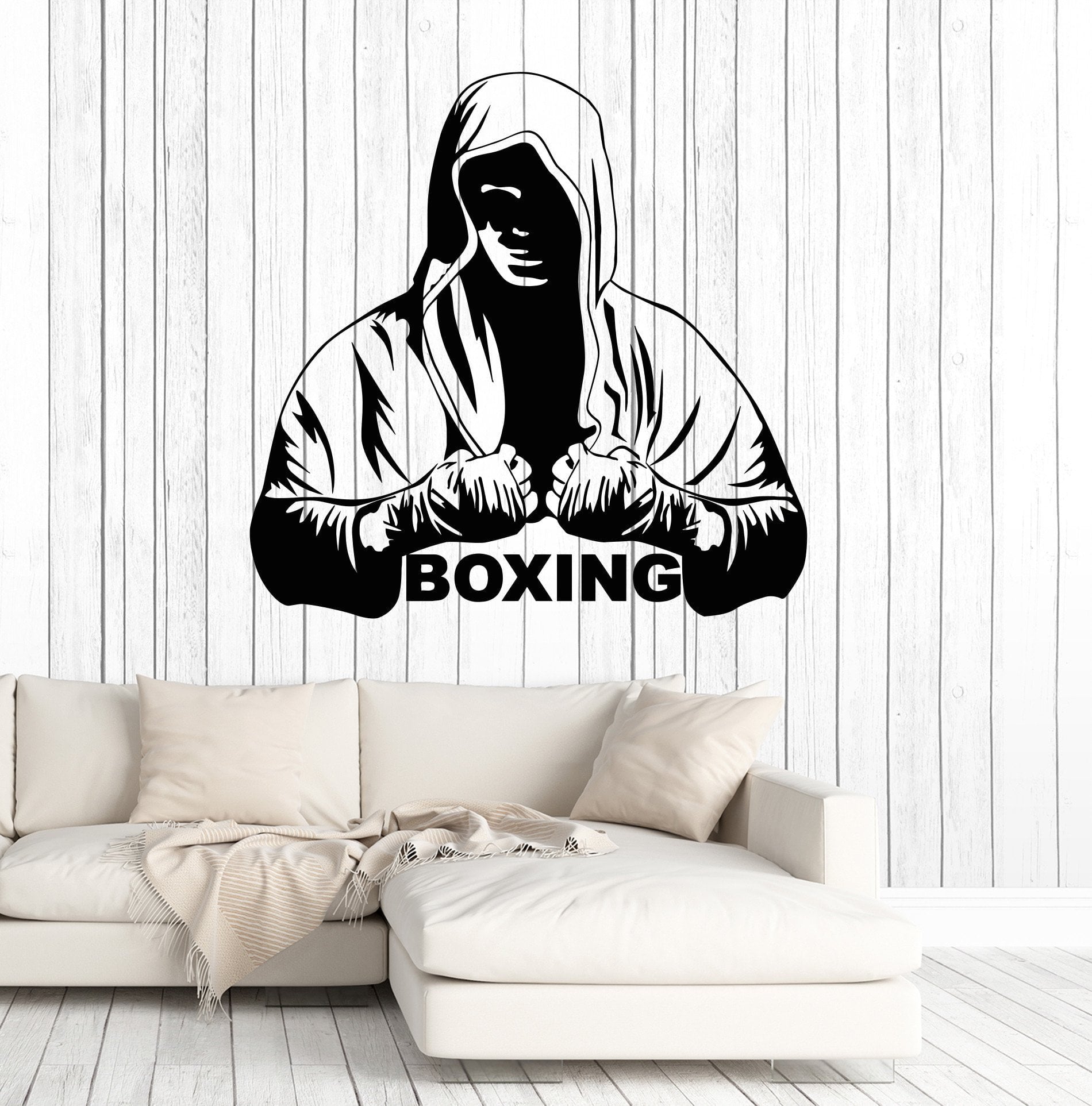 Vinyl Wall Decal Boxer Fighter Boxing Ring Gloves Sport Stickers Uniqu ...