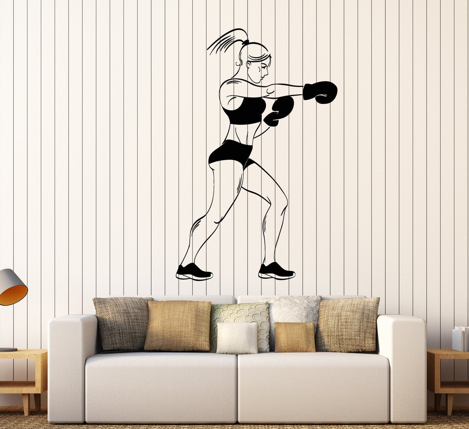 Vinyl Wall Decal Sports Girl Boxer Boxing Gloves Beautiful Body Sticke ...