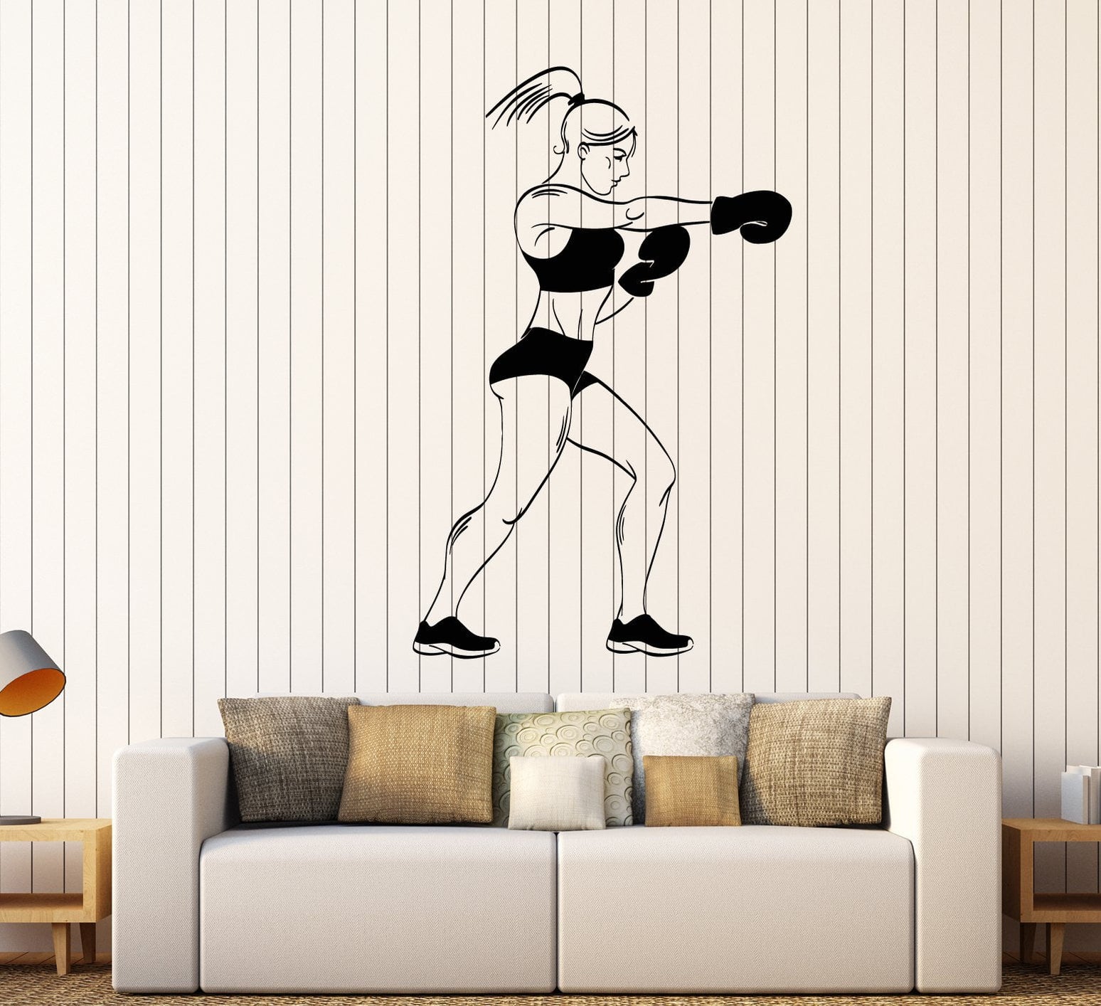Vinyl Wall Decal Sports Girl Boxer Boxing Gloves Beautiful Body Sticke ...