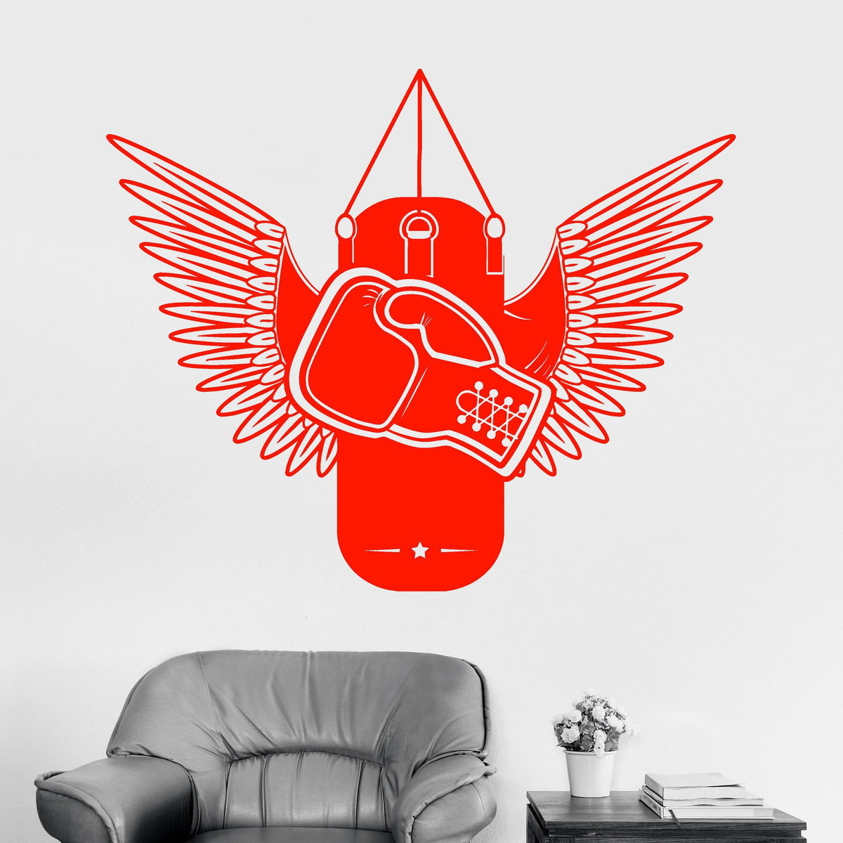 Vinyl Wall Decal Boxing Gloves Gym Fighter Punching Heavy Bag Stickers ...