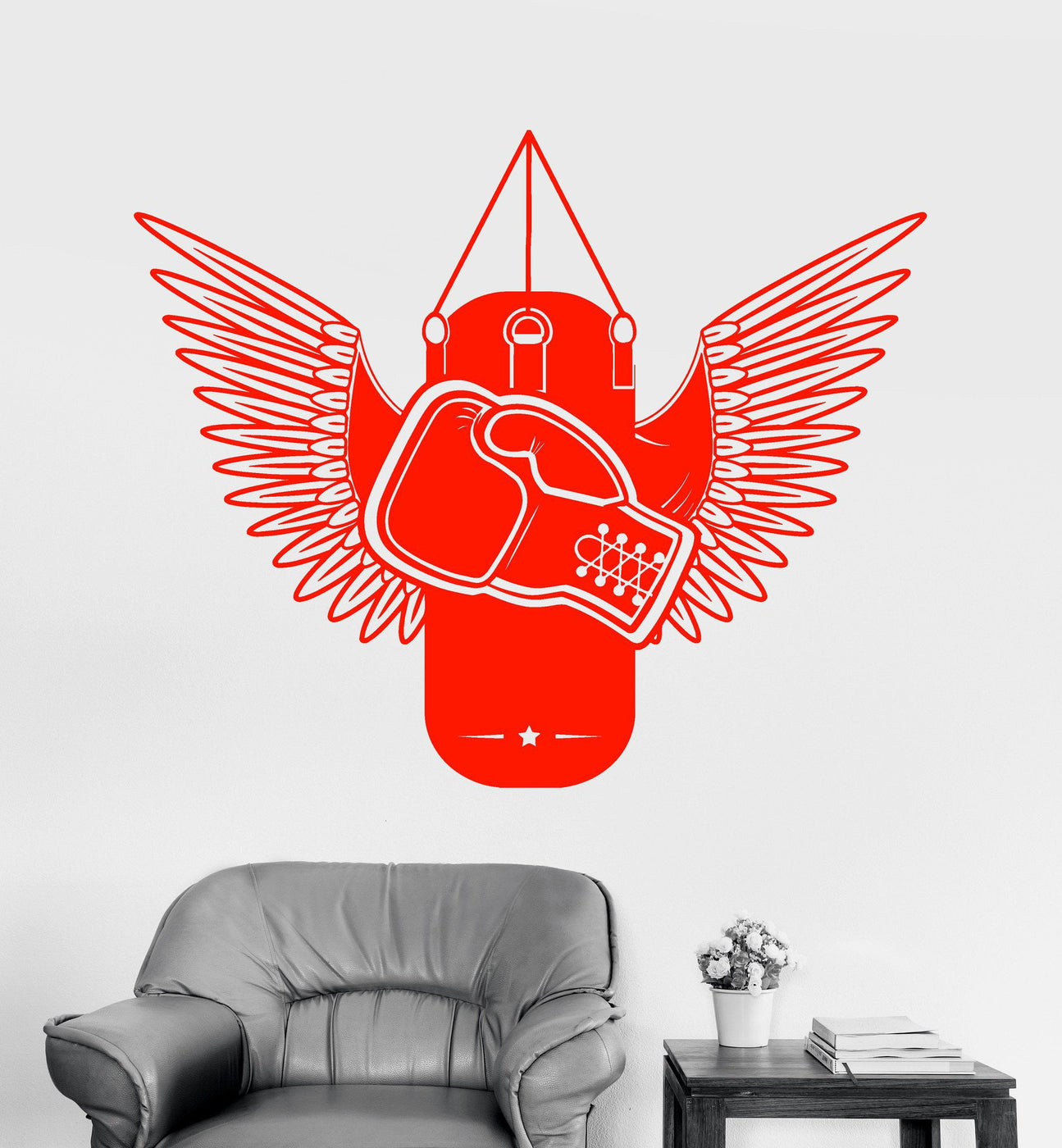Vinyl Wall Decal Boxing Gloves Gym Fighter Punching Heavy Bag Stickers ...