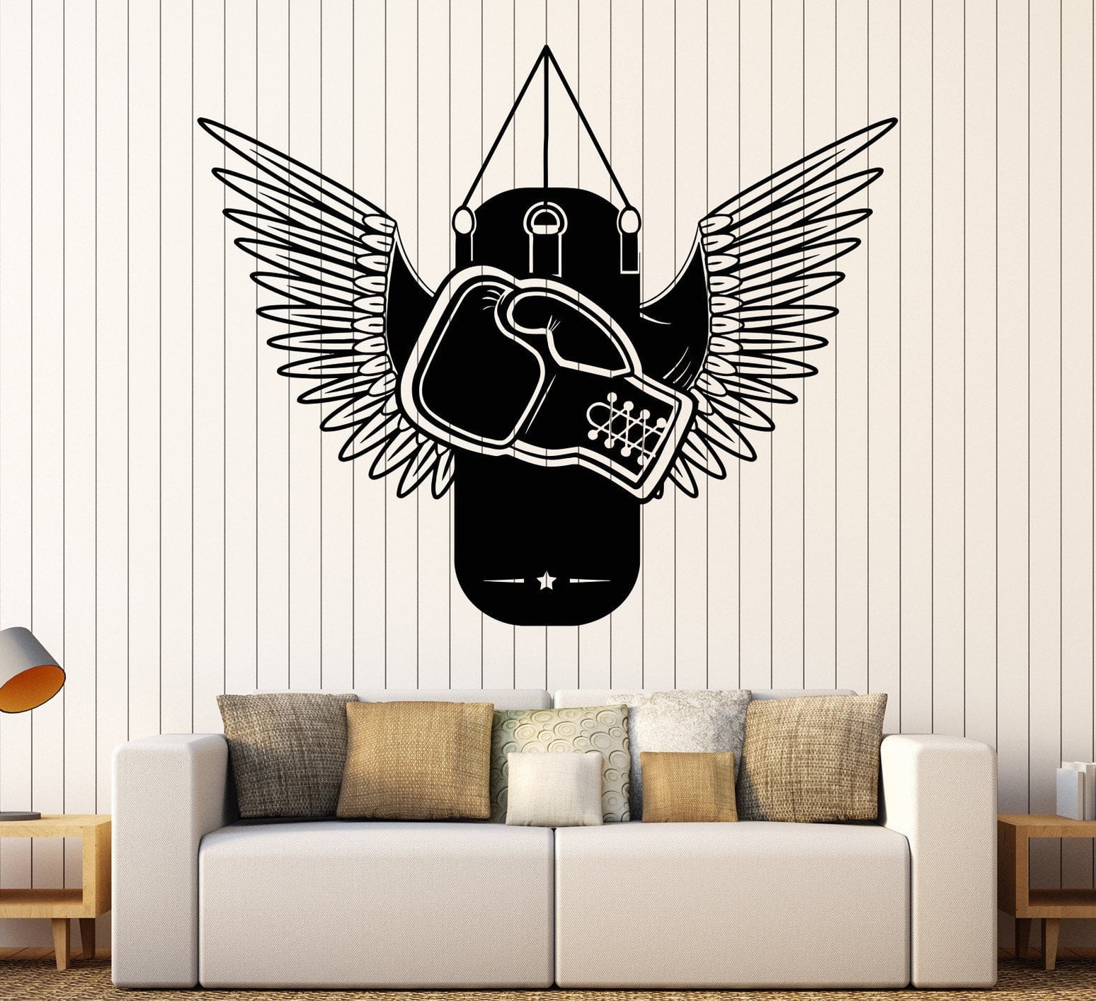 Vinyl Wall Decal Boxing Gloves Gym Fighter Punching Heavy Bag Stickers ...