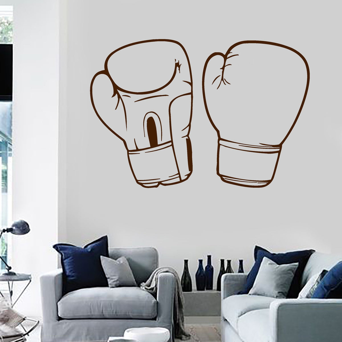 Wall Sticker Vinyl Decal Boxing Gloves Martial Arts Fighter Man Sports ...