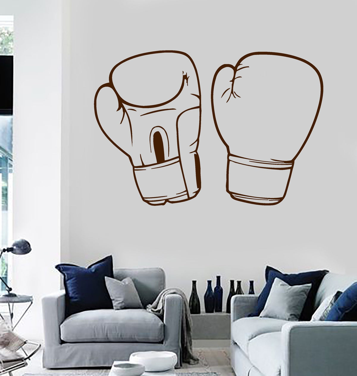 Wall Sticker Vinyl Decal Boxing Gloves Martial Arts Fighter Man Sports ...