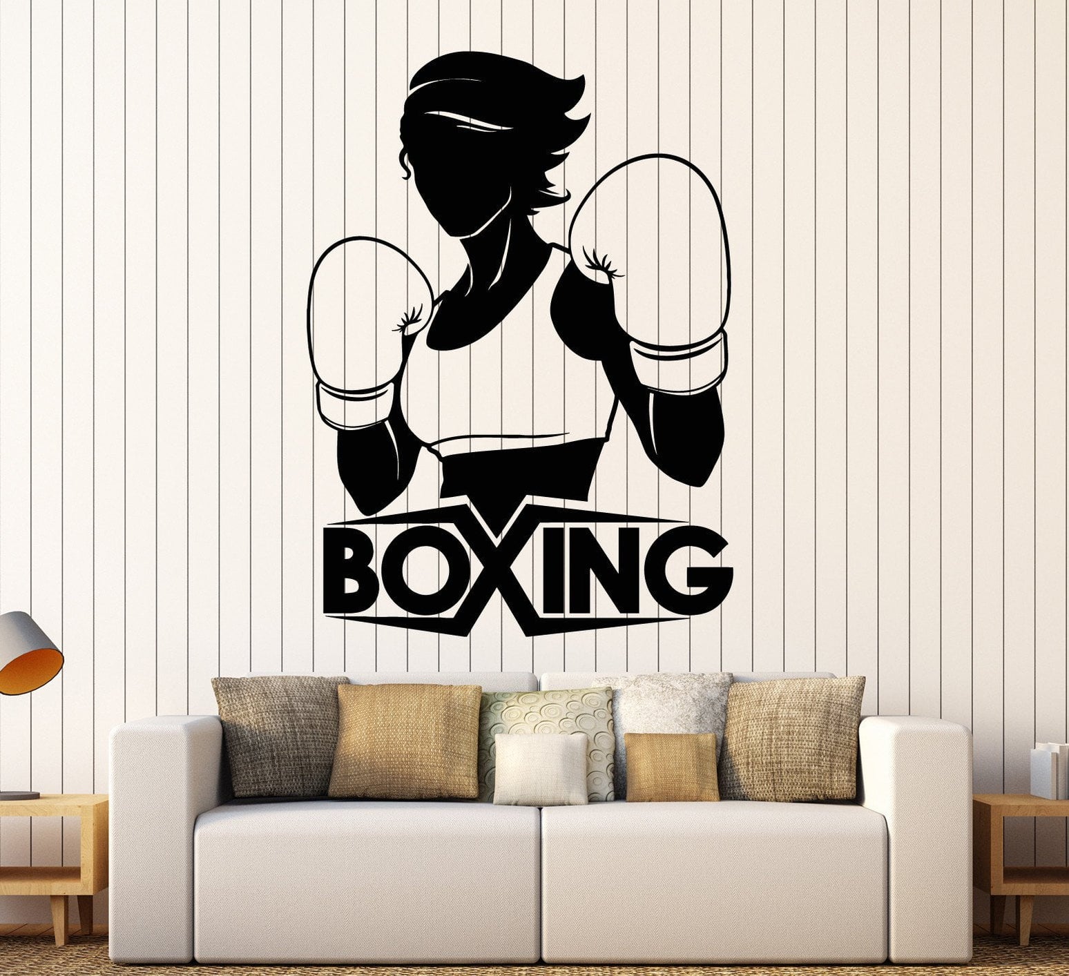 Vinyl Wall Decal Boxing Girl Boxer Sports Woman Stickers Mural Unique ...