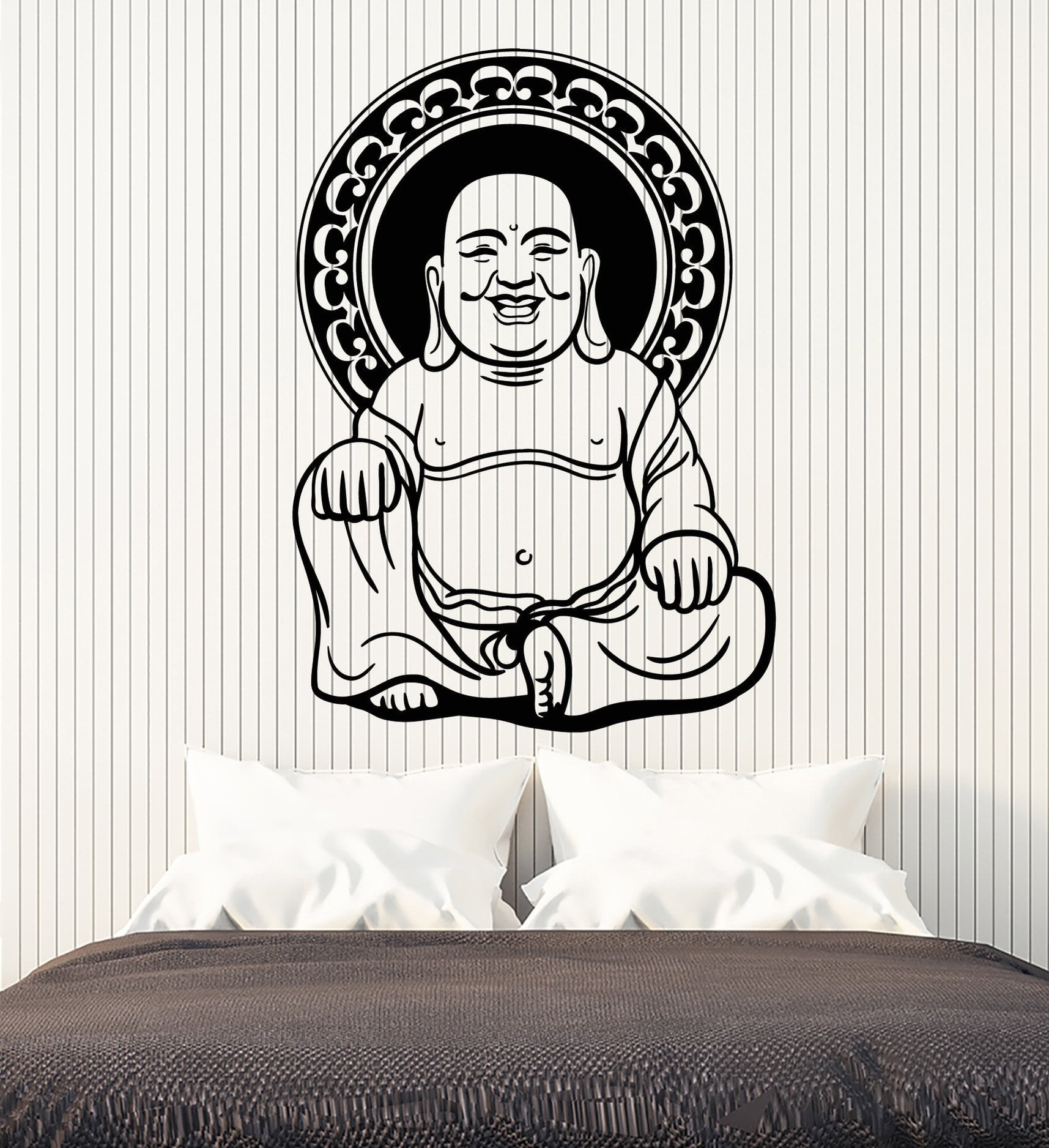 Vinyl Wall Decal Smiling Buddha Buddhism Religion Yoga Meditation Stic ...