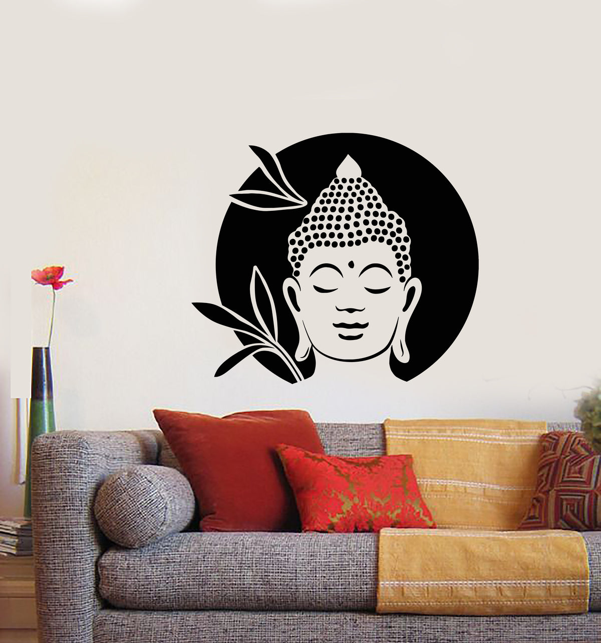 Vinyl Wall Decal Buddha Face Head Buddhism Yoga Studio Stickers (3607i ...