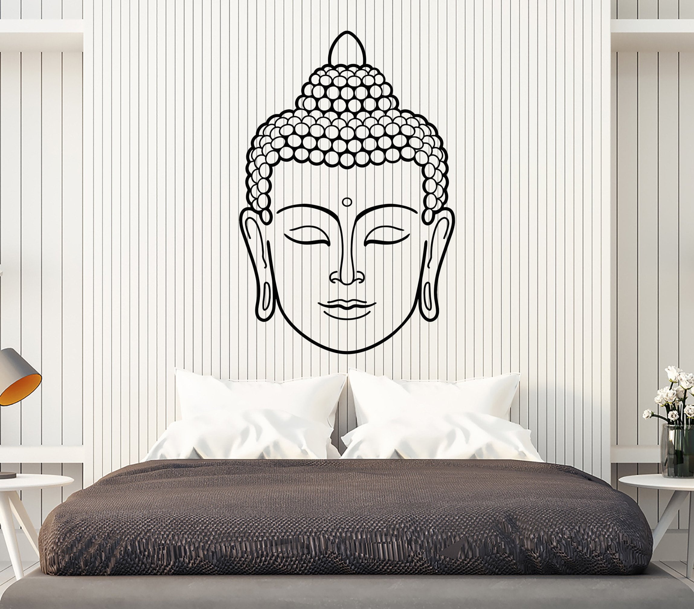 Vinyl Wall Decal Buddha Face Head Buddhism India God Religion Stickers ...