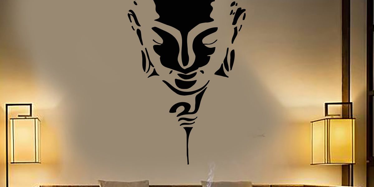 Vinyl Wall Decal Buddha Head Face Buddhism Yoga Stickers Unique Gift ...
