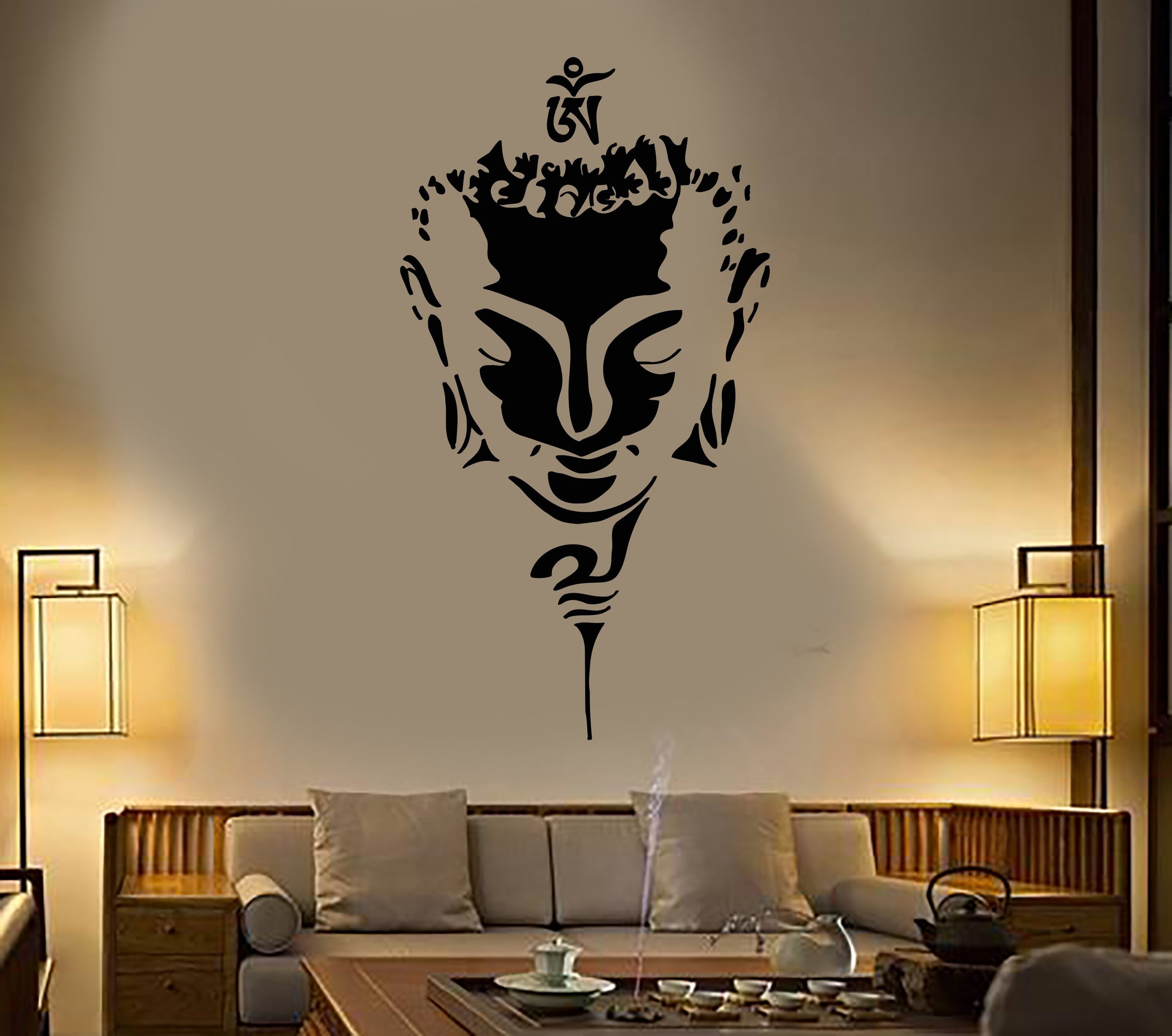Vinyl Wall Decal Buddha Head Face Buddhism Yoga Stickers Unique Gift ...