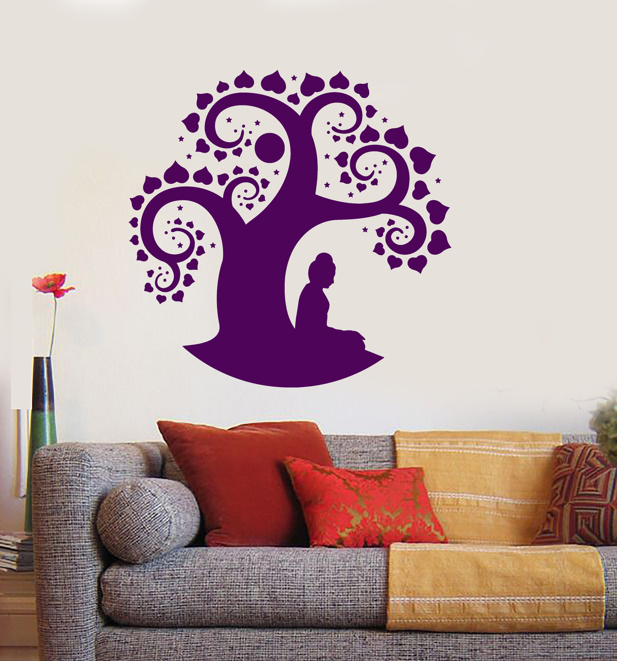 Vinyl Wall Decal Bodhi Tree Buddhism Asian Religion Buddha Stickers (3 ...
