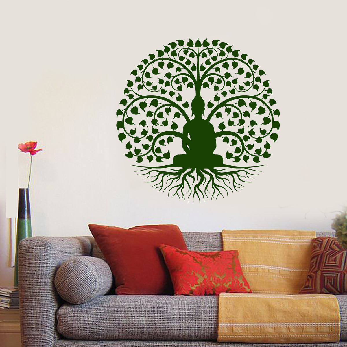 Vinyl Wall Decal Buddha Buddhism Bodhi Tree Stickers (3544ig ...