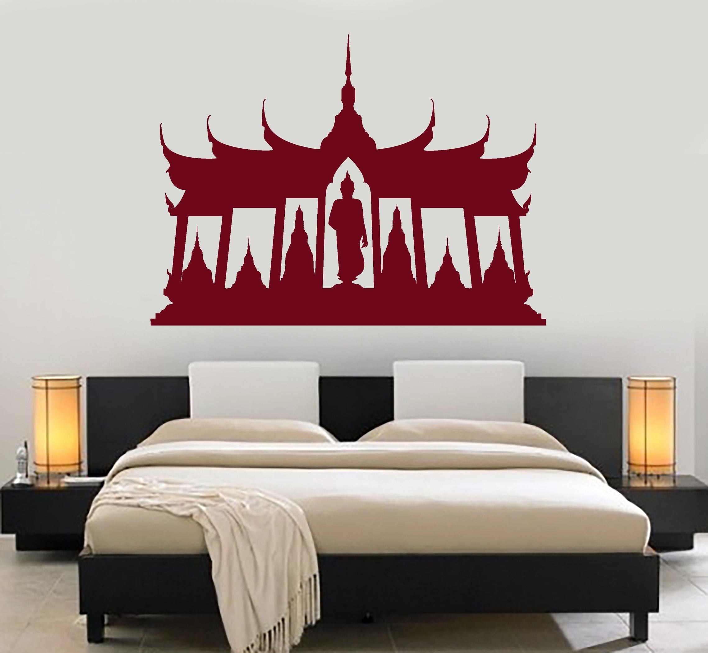 Vinyl Wall Decal Buddhist Temple Buddha Statue Buddhism Stickers Uniqu ...
