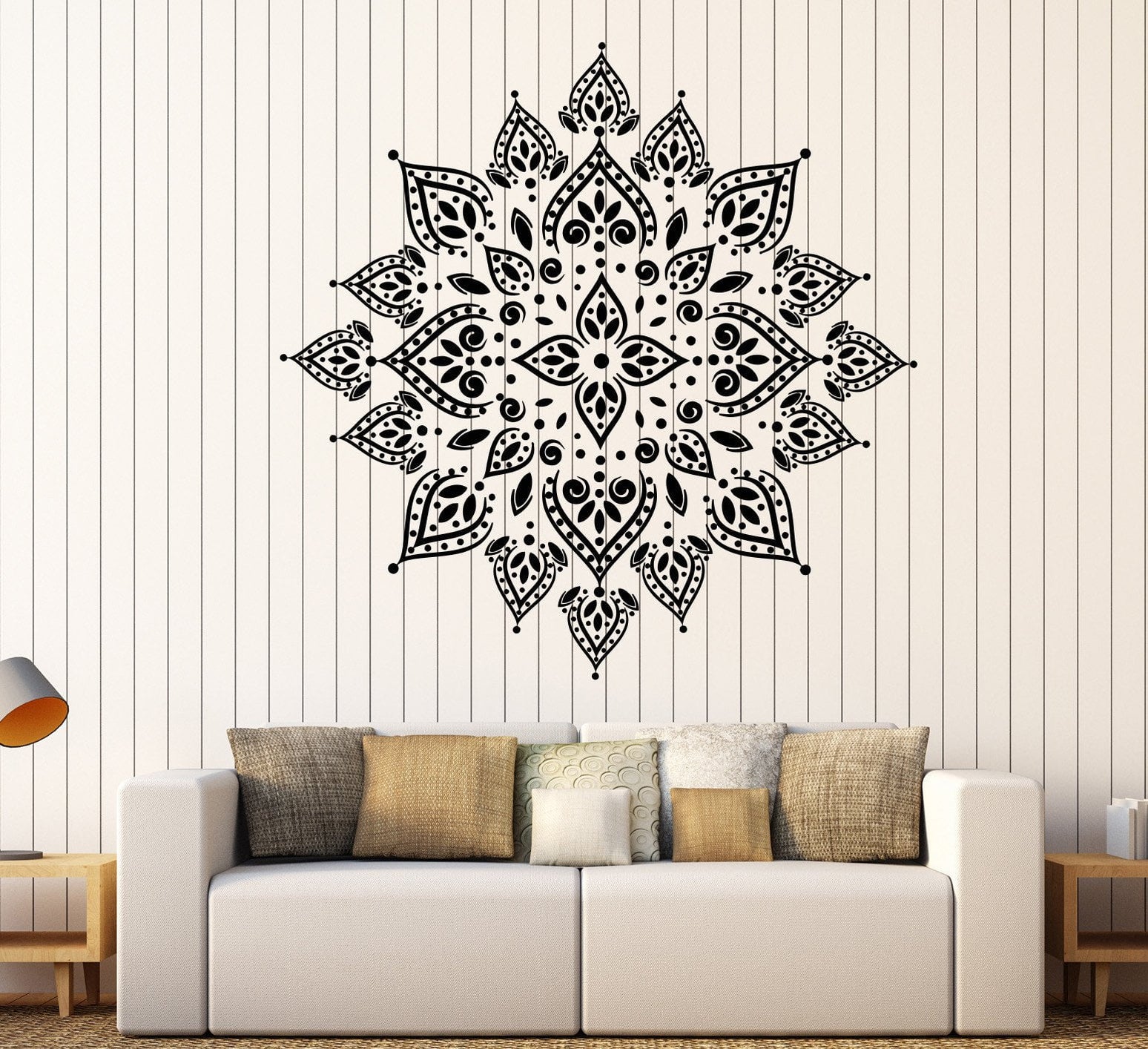 Vinyl Wall Decal Mandala Yoga Meditation Hinduism Lotus Stickers Uniqu ...