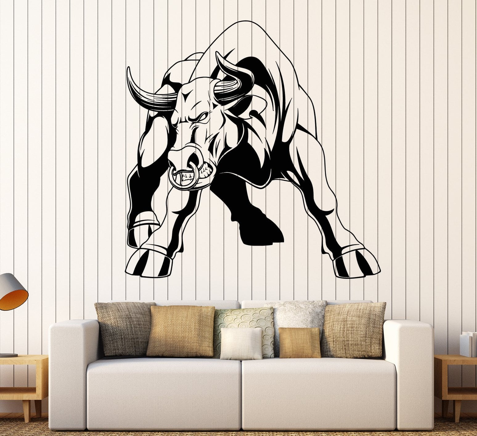 Vinyl Wall Decal Angry Bull Animal Spanish Bullfighting Stickers Uniqu ...