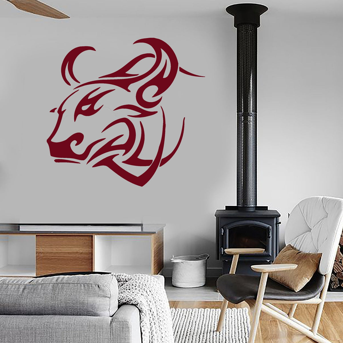 Vinyl Wall Decal Bull Animal Buffalo Tribal Art Decor Mural Stickers U ...