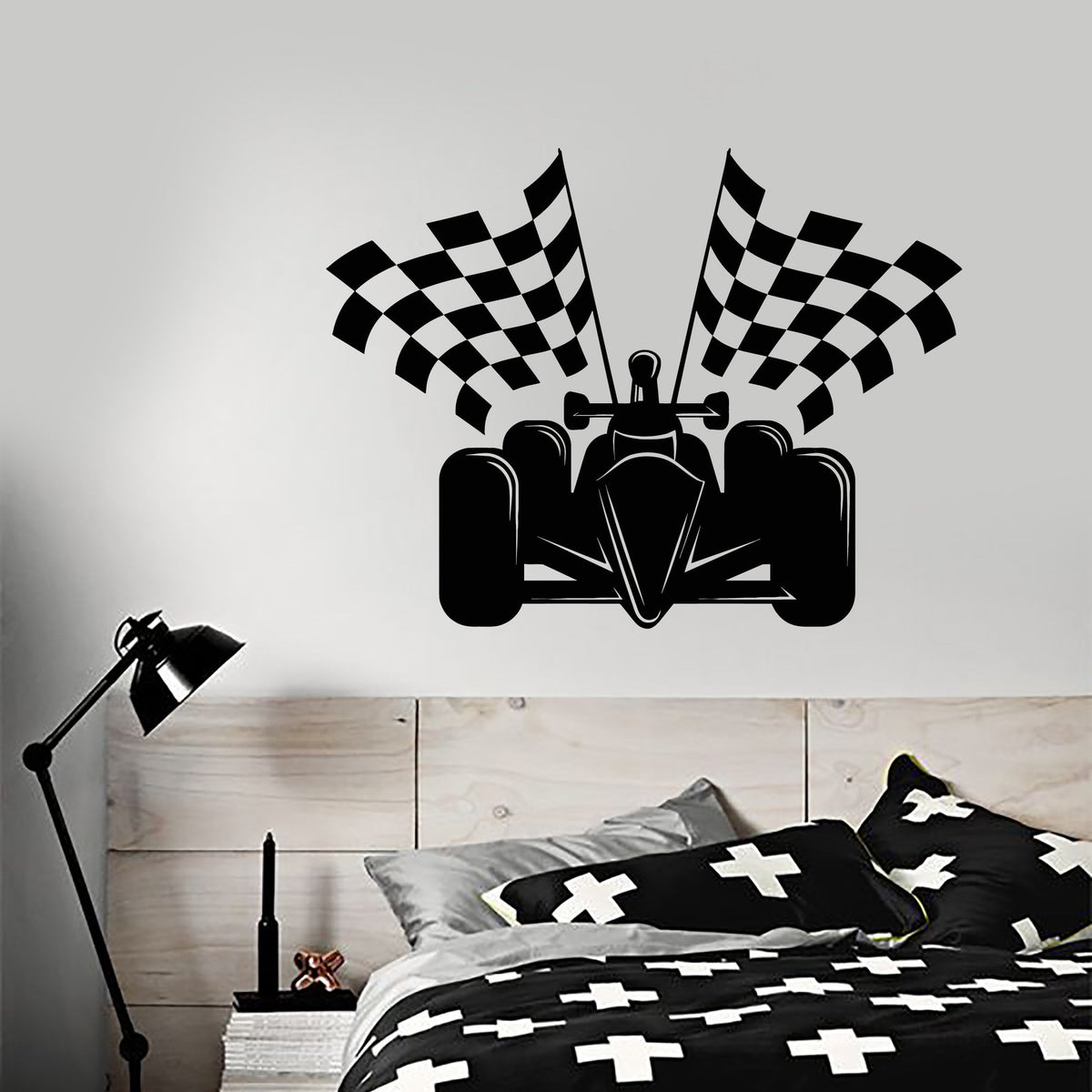 Vinyl Wall Decal Auto Racing Formula 1 Car Racing Flags Stickers (2541 ...