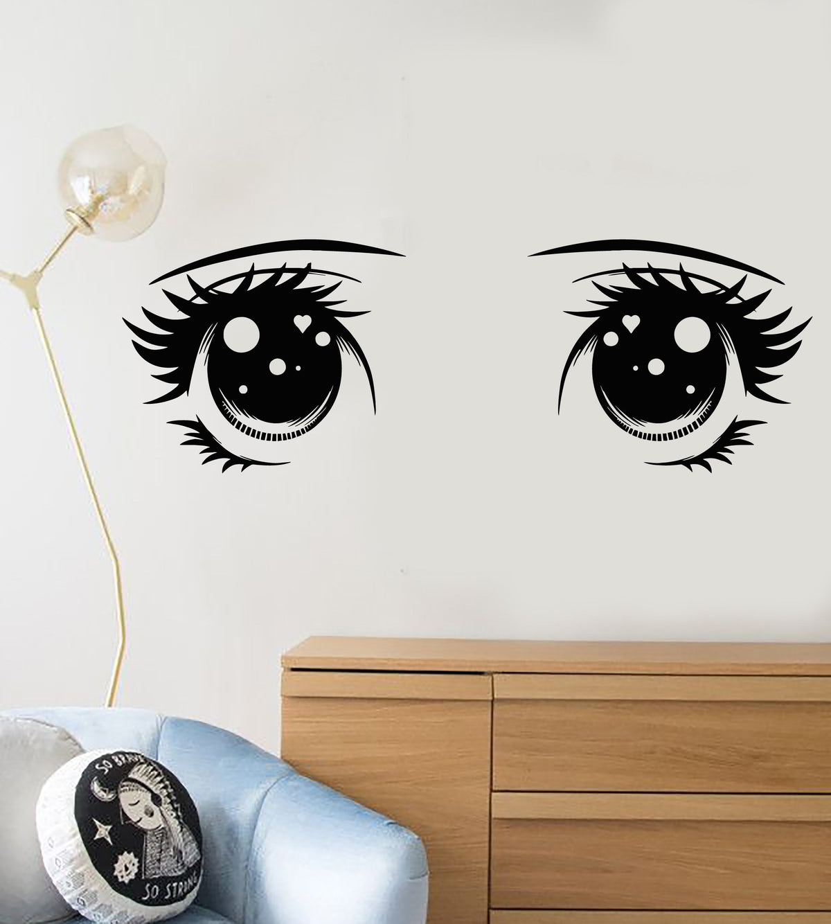 Vinyl Wall Decal Cartoon Anime Girl Big Eyes Stickers (2248ig ...