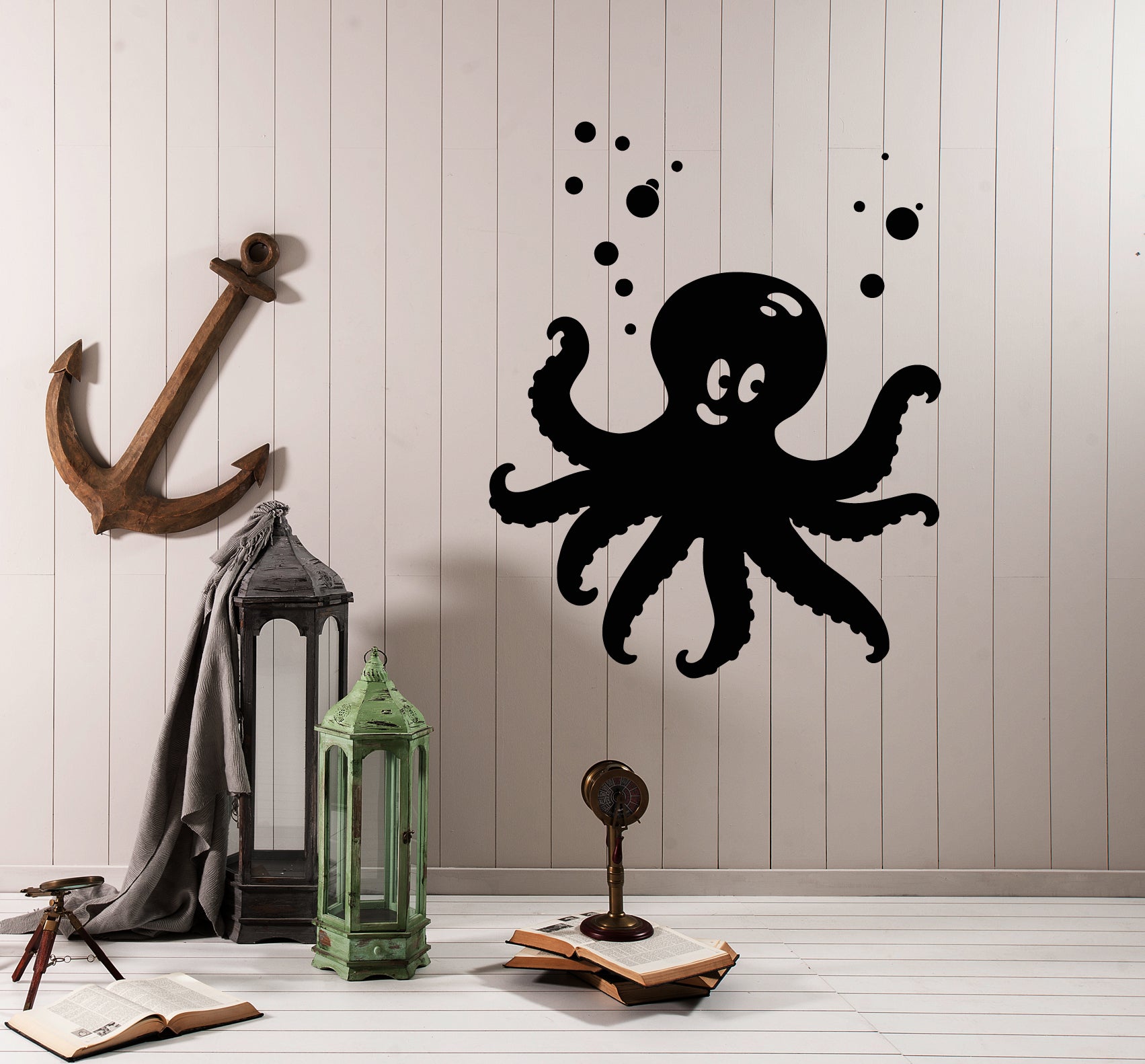 Vinyl Wall Decal Cartoon Funny Octopus Nursery Decor Stickers (3930ig ...