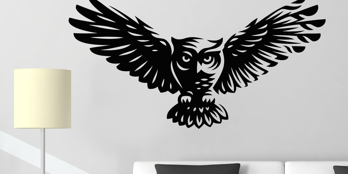 Vinyl Wall Decal Abstract Cartoon Owl Bird Feathers Wings Stickers (23 ...