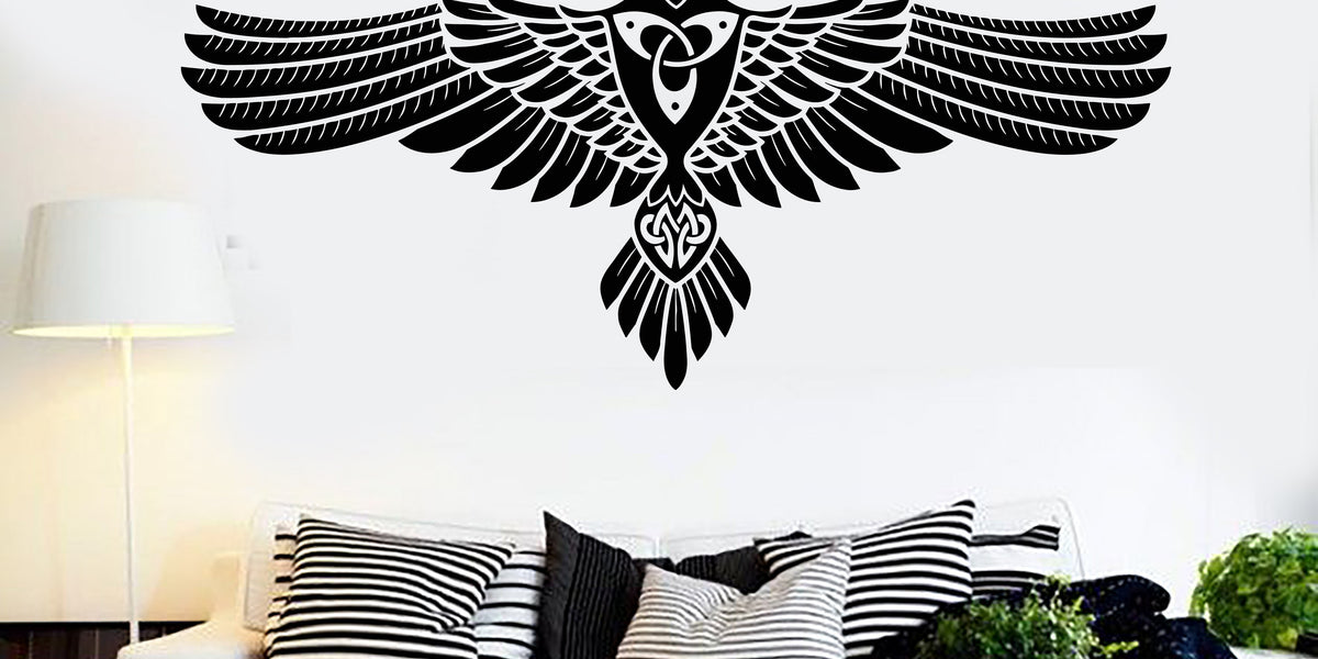 Vinyl Wall Decal Abstract Celtic Crow Raven Ornament Stickers (2387ig ...