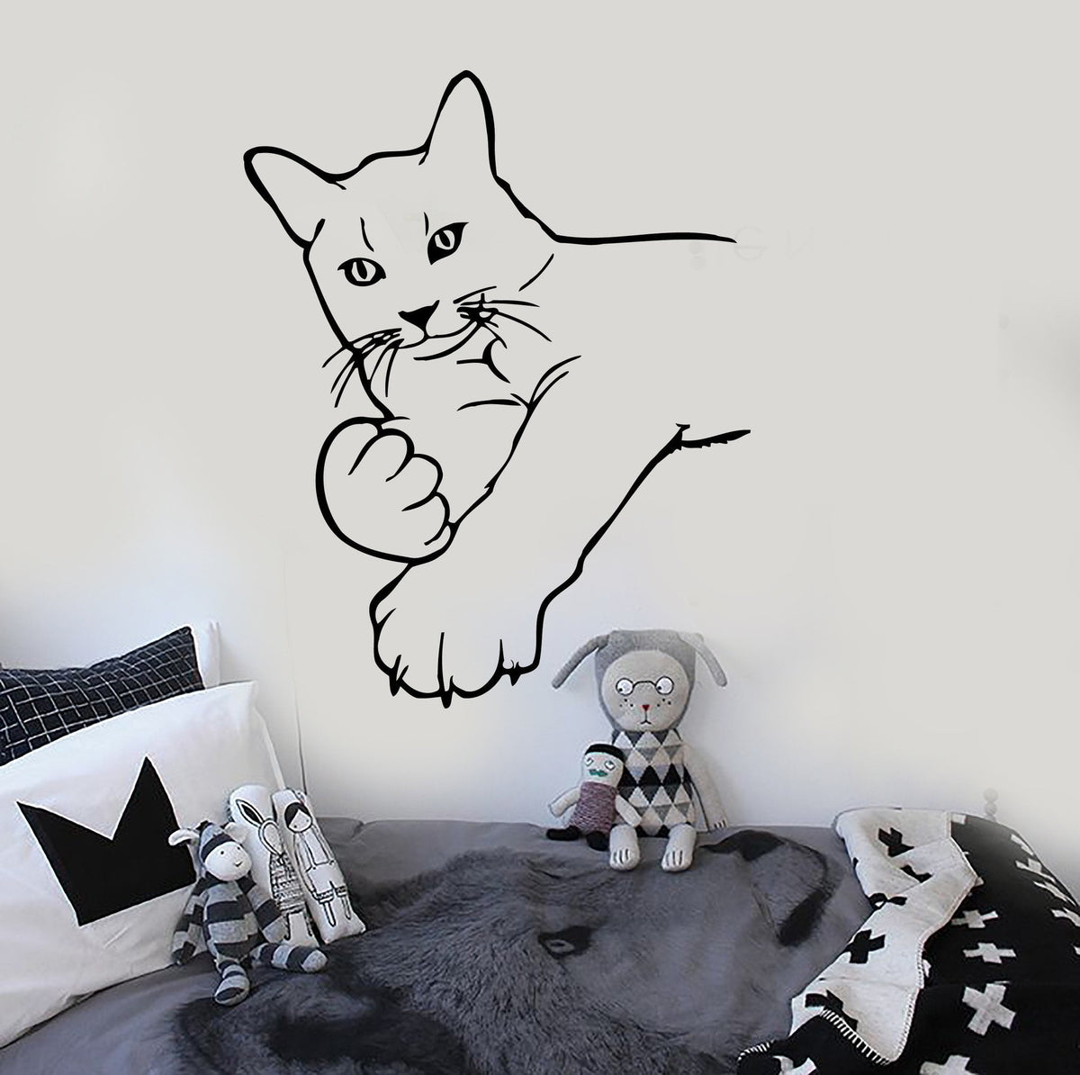Vinyl Wall Decal Cat Kitten Pet Funny For Kids Stickers Murals Unique ...